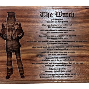 THE WATCH Poem Engraved With a Lone Sailor Plaque, Retirement Plaque ...