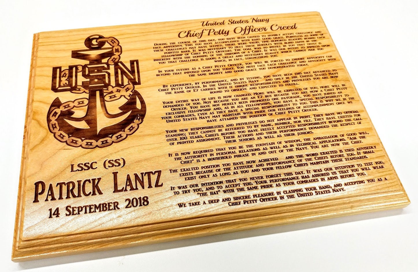 CHIEF CREED engraved with a modern or old school Anchor | Etsy