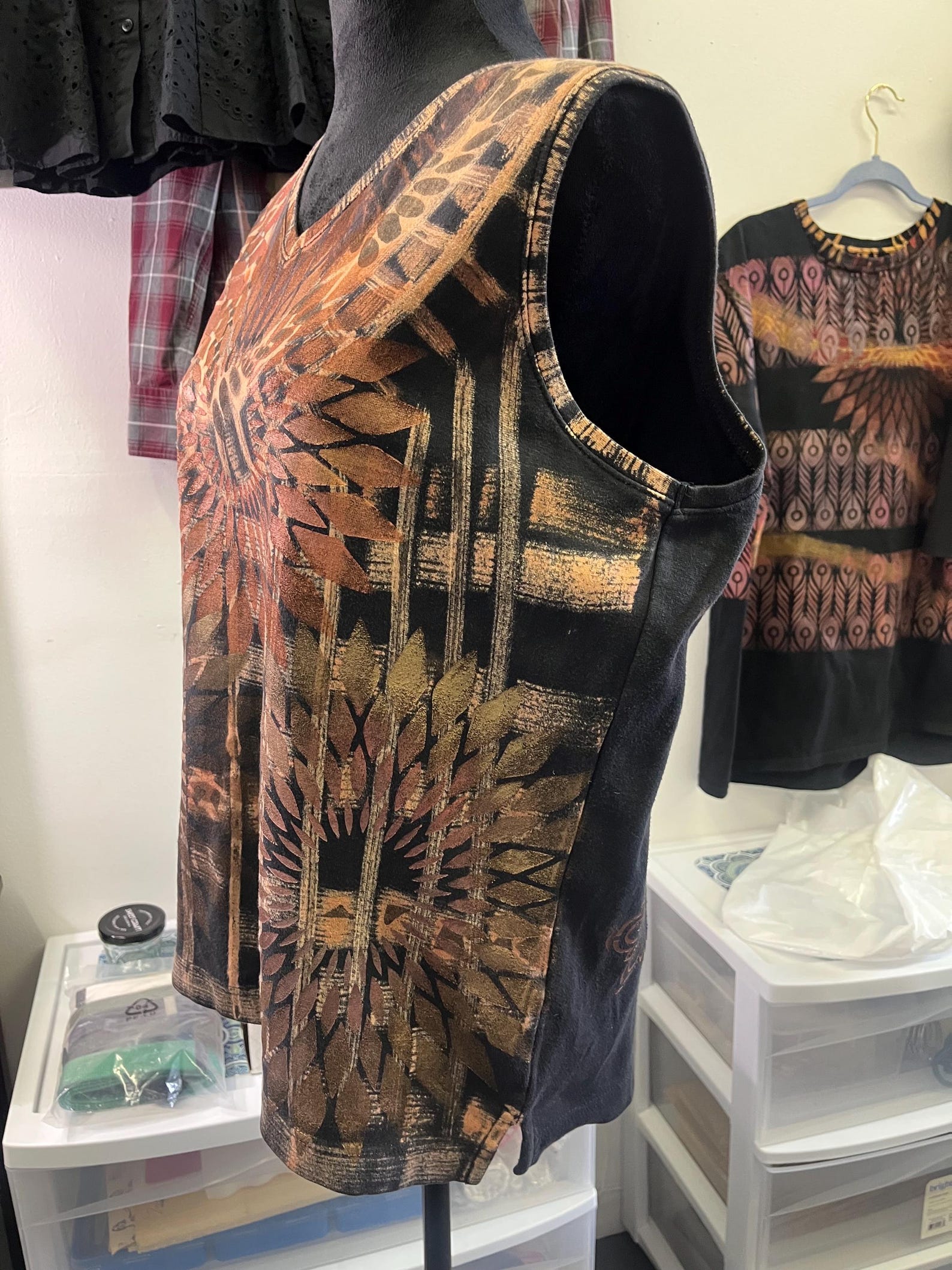 Handcrafted Bleach-dyed and Hand Painted Tank Top. Upcycled Fashion ...