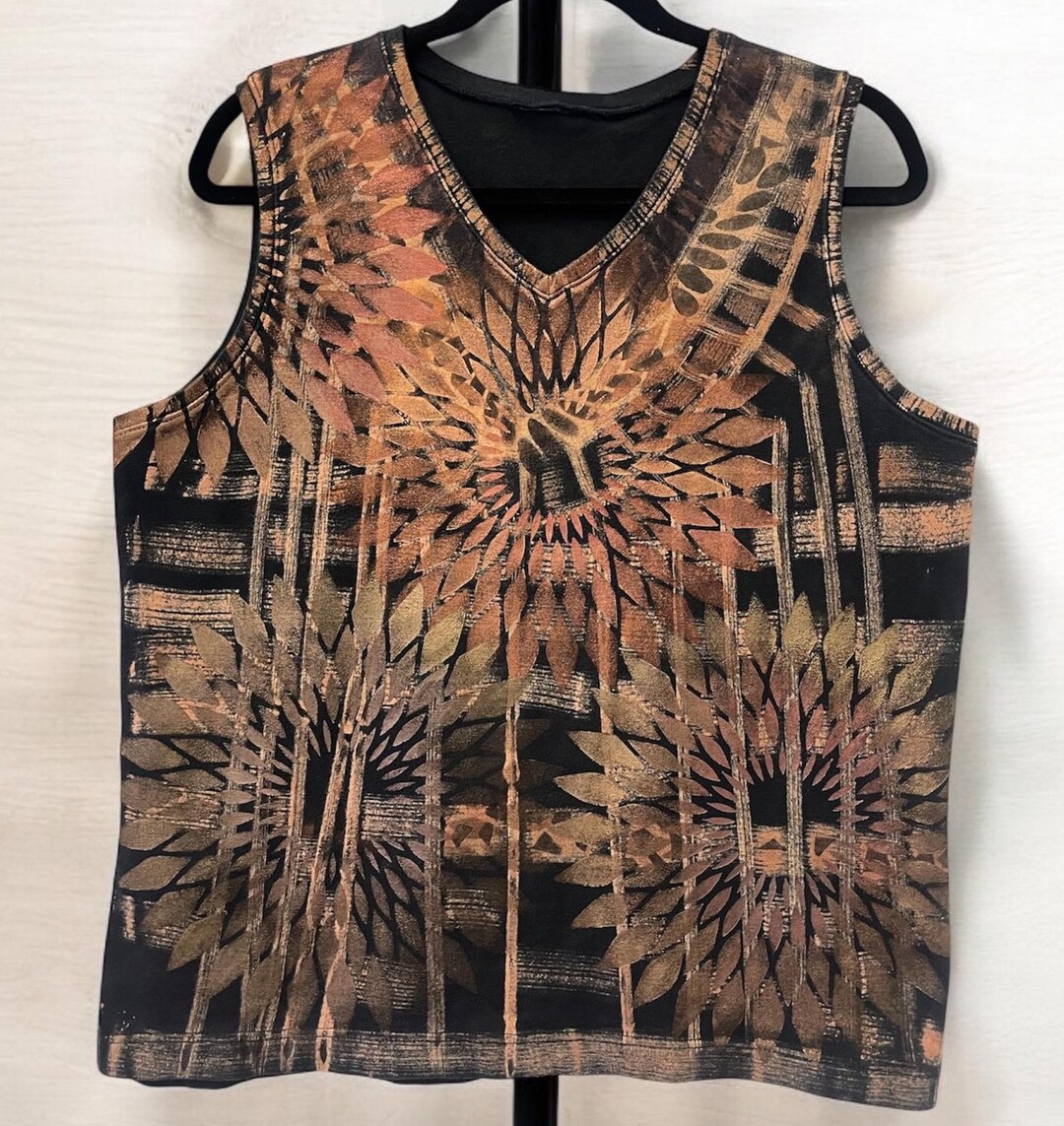 Handcrafted Bleach-dyed and Hand Painted Tank Top. Upcycled Fashion ...