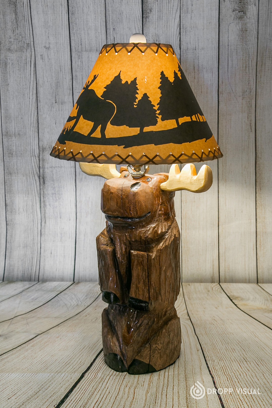Chainsaw Carved Custom Theme Moose Table Lamp - Etsy