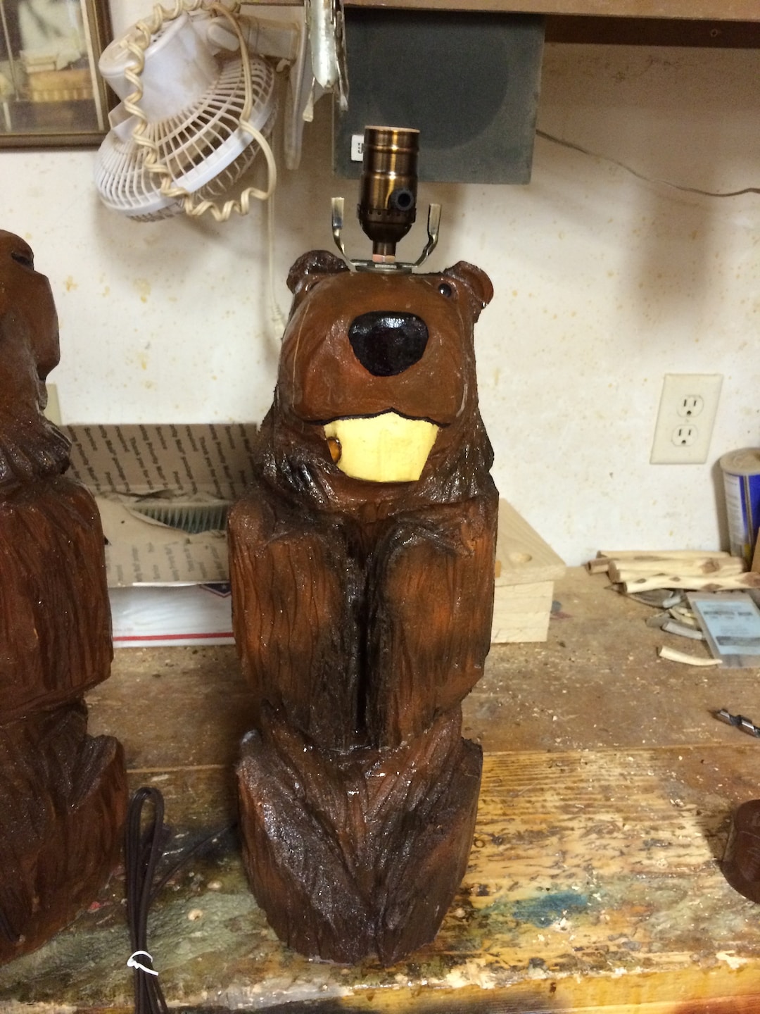 Chainsaw Carved Beaver Table Lamp - Etsy