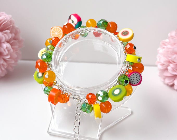 Fruit Charm Bracelet - Beaded Summer Jewellery, Festival Accessories ...