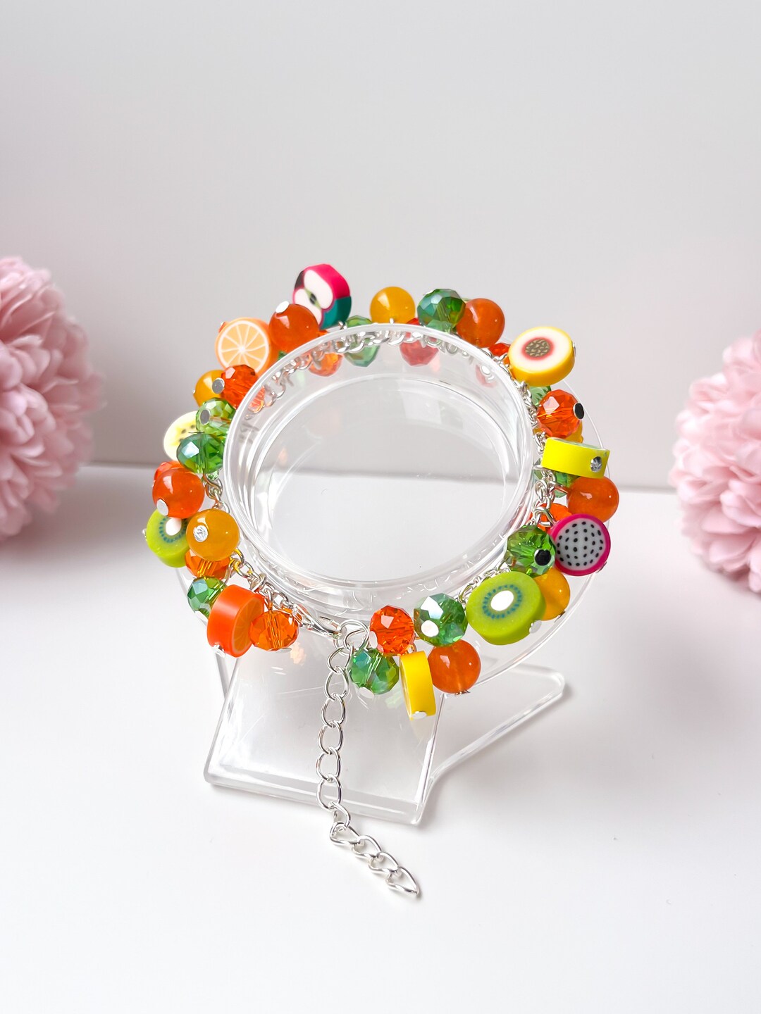 Fruit Charm Bracelet - Beaded Summer Jewellery, Festival Accessories ...