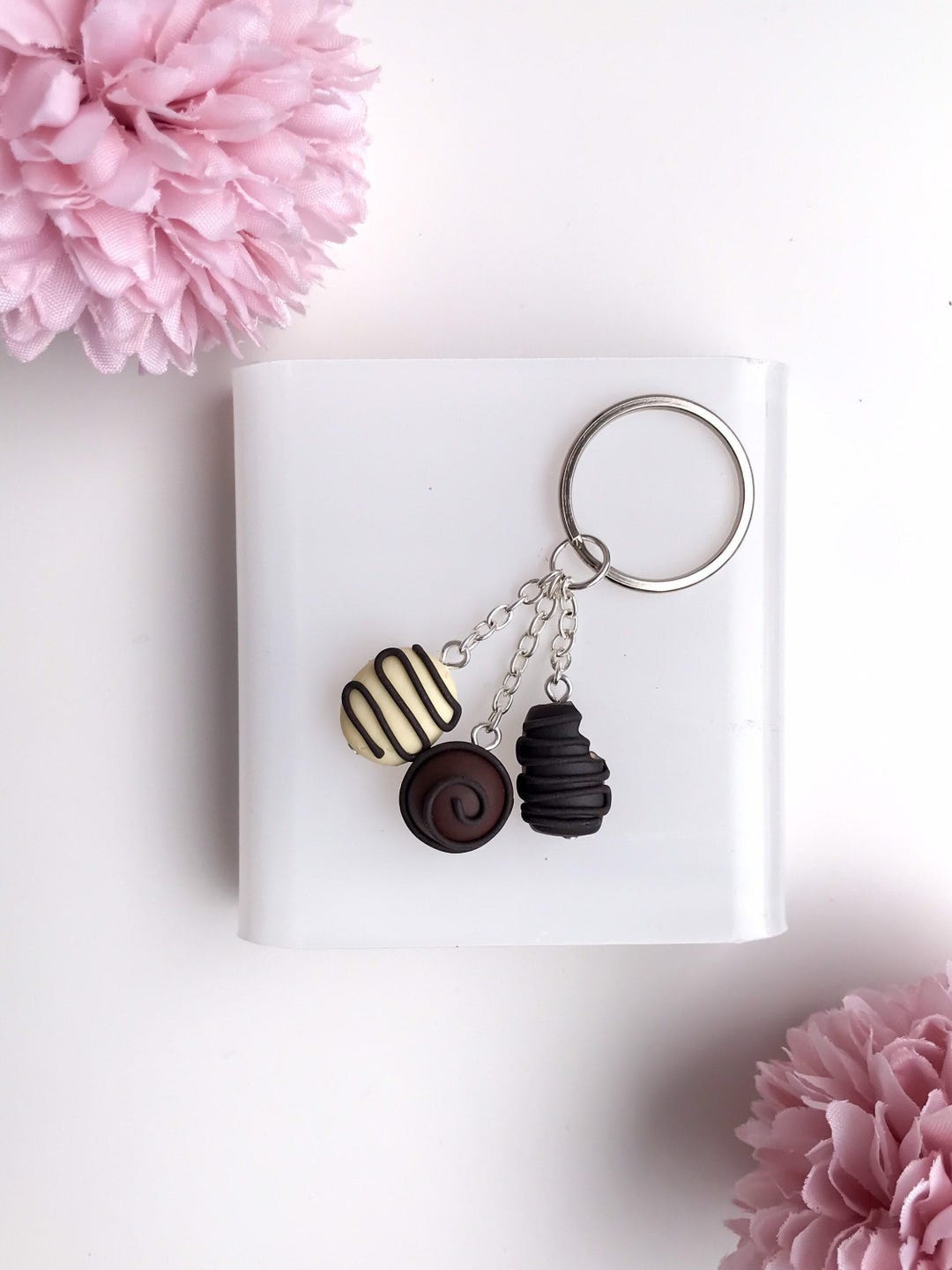 Chocolate Keychain - Realistic Miniature Dessert Keyring, Chocolate ...