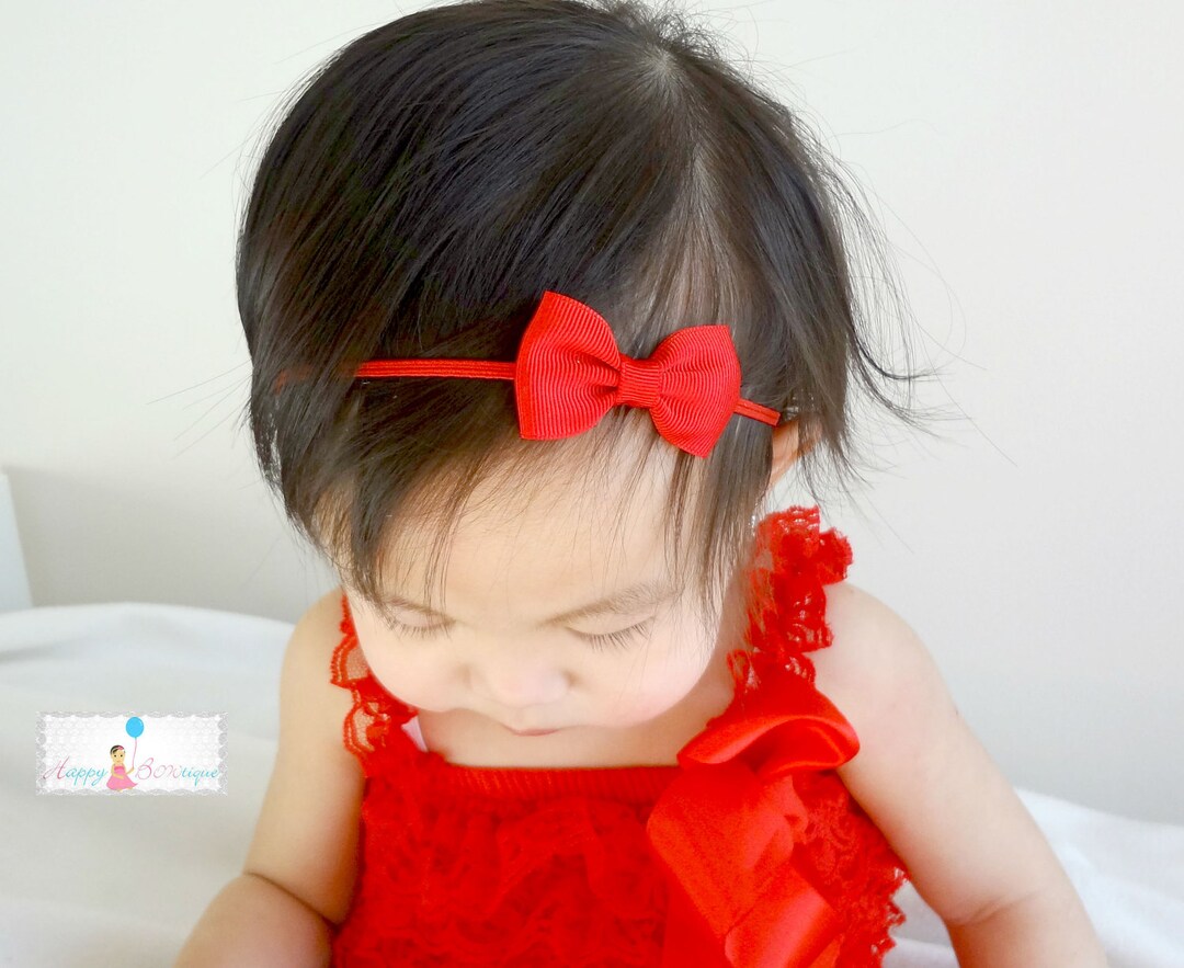 Baby Girl Red Bow Headband Petite Red Bow Headband Baby Girl - Etsy