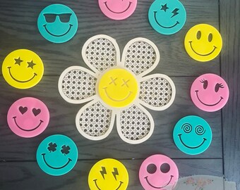 Retro Smiley Face Flower Pillow Daisy Retro Pillow Cover - Etsy