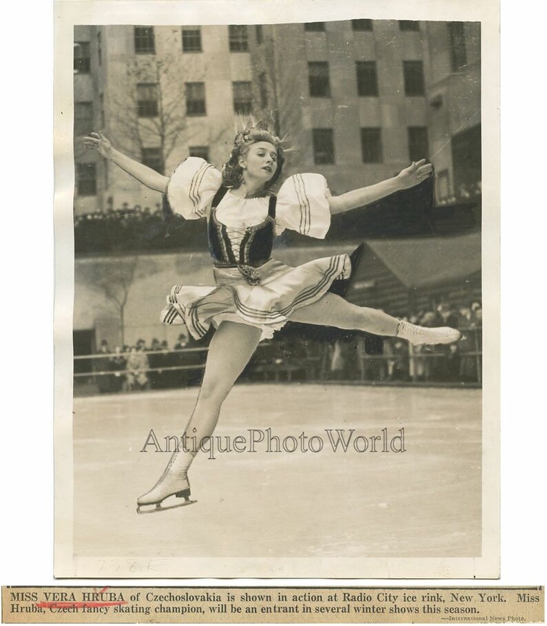 Vera Ralston actress skater in New York antique photo | Etsy