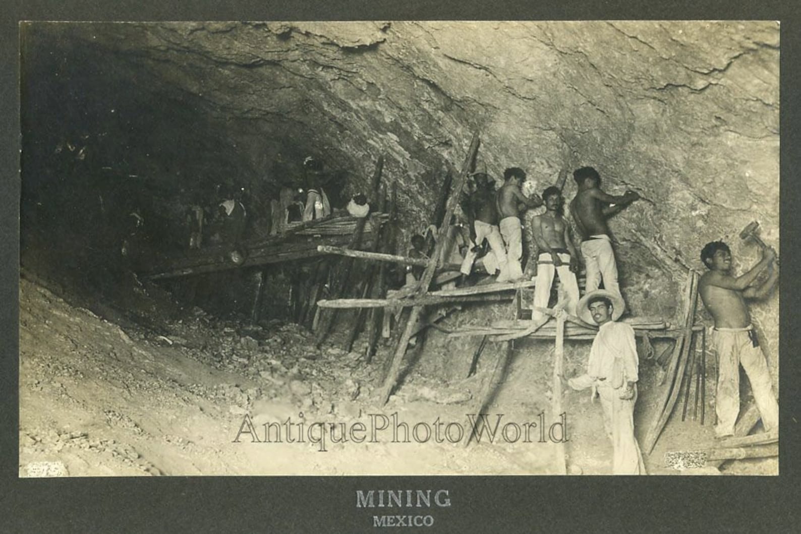 Mexico Silver Mines Workers Antique Mining Photo | Etsy