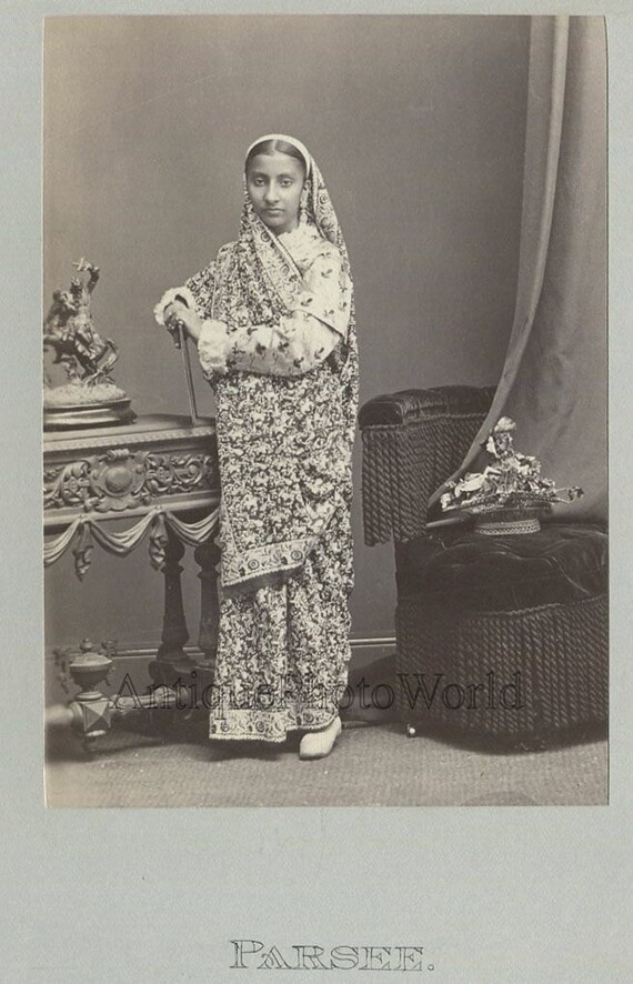 Beautiful Parsi Parsee Woman in Ethnic Costume Antique South | Etsy