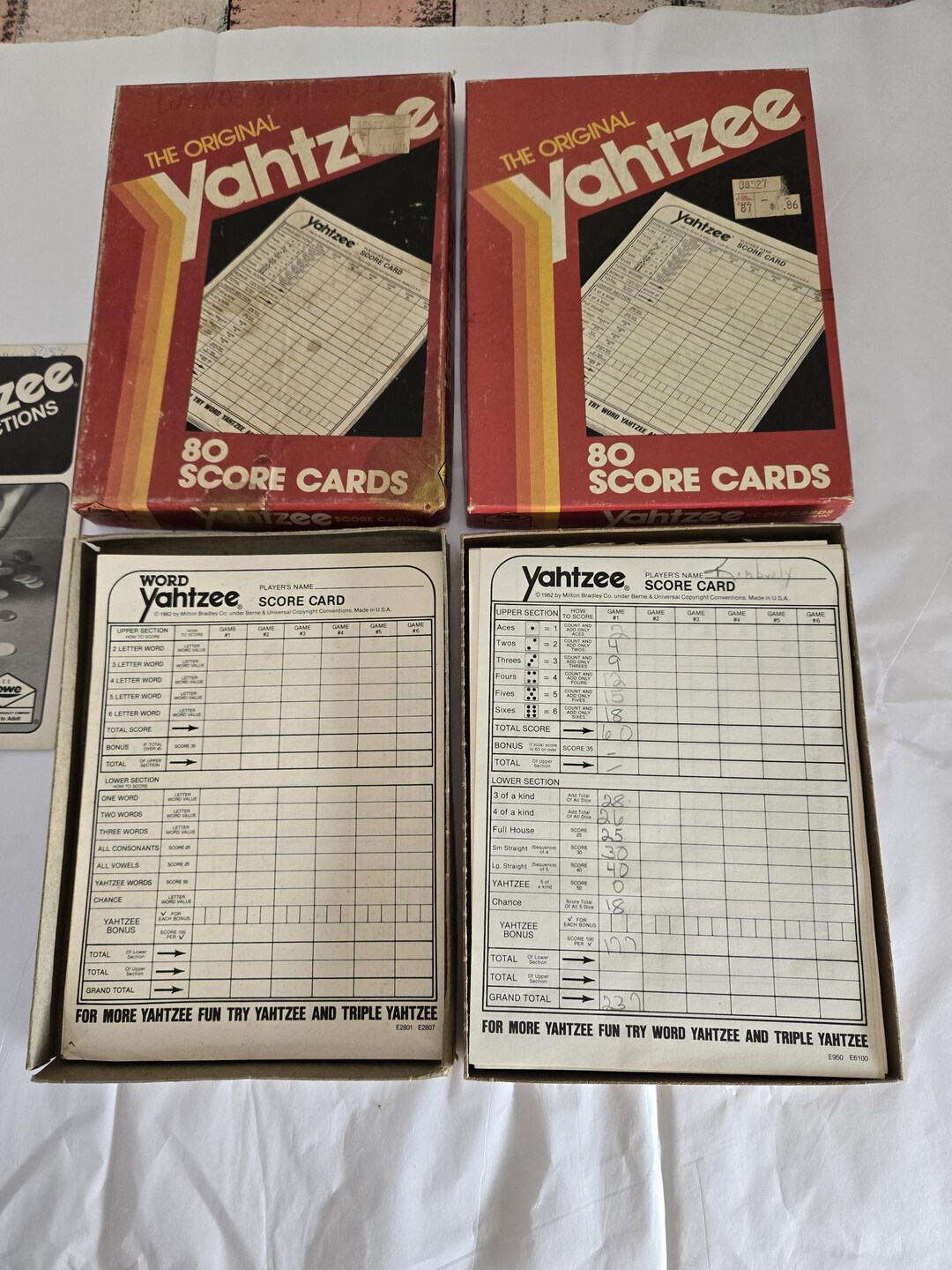 1984 Yahtzee & Word Yahtzee Score Pads, Vintage Card Games, Family Game ...