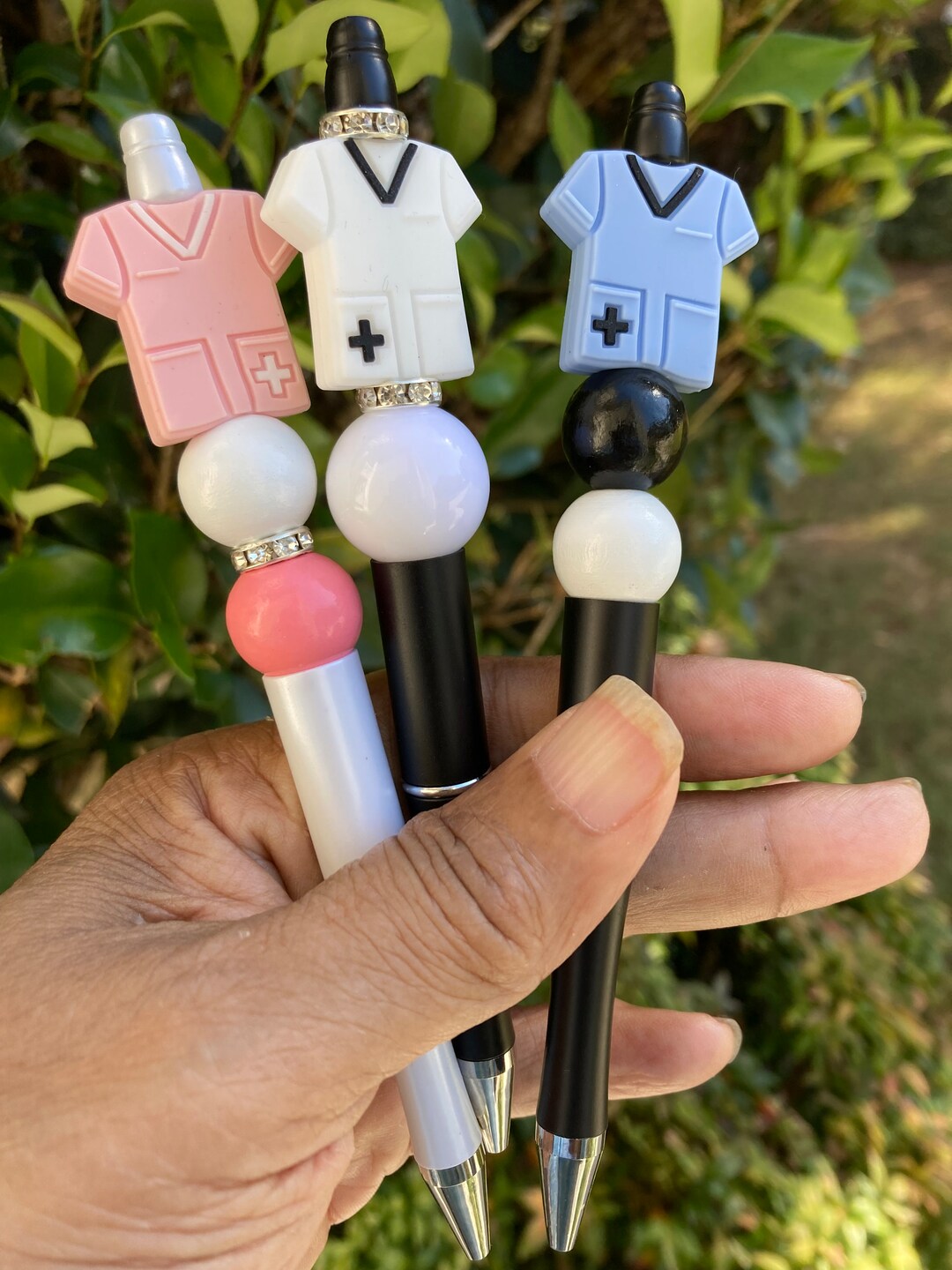 Nurses Scrubs Beaded Pens, Scrub Pens, Beaded Pen, Bubblegum Beaded Pen ...