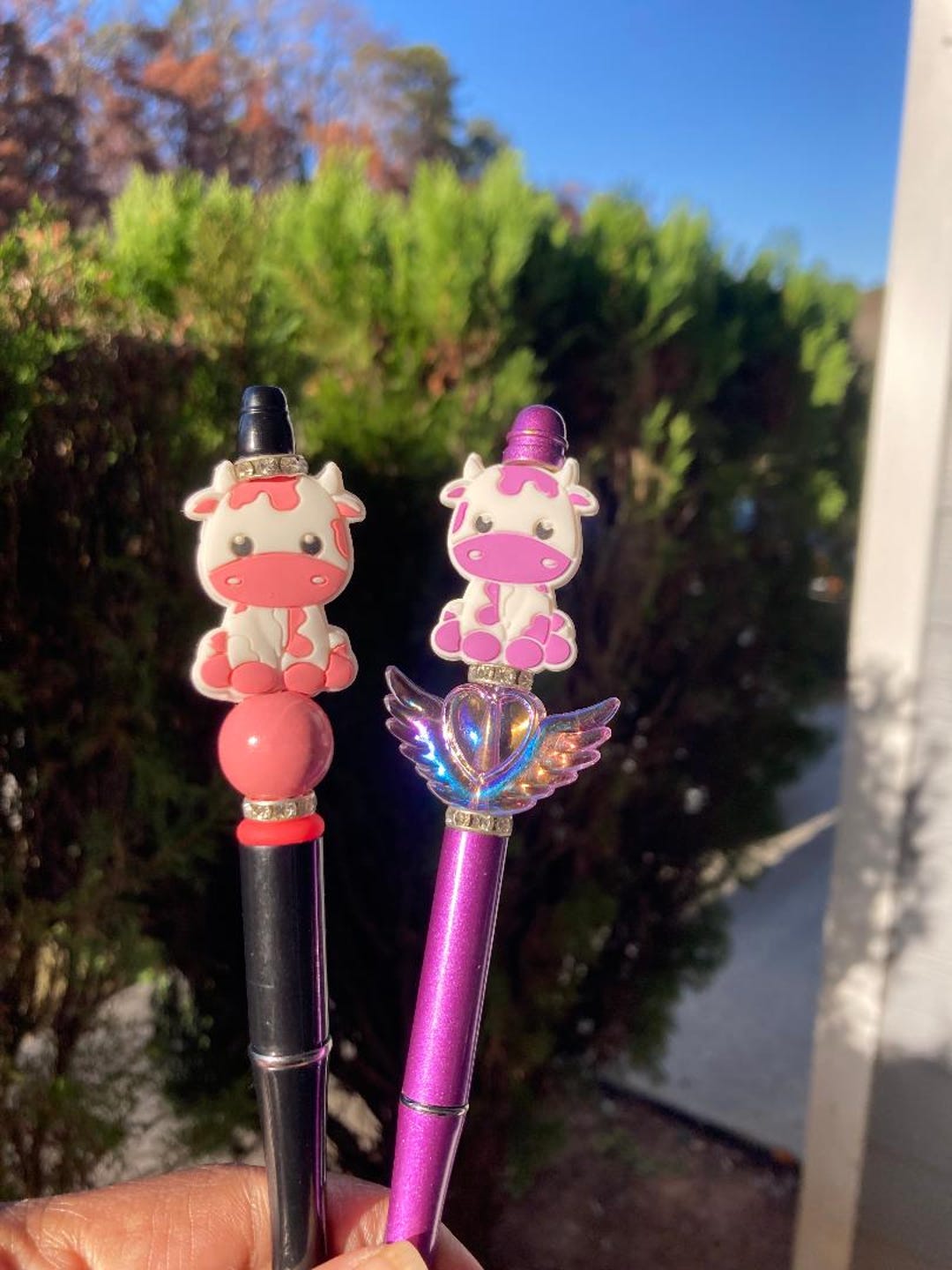 Cow Pen, Beaded Pen Cow, Cow Bead Pen, Beaded Cow Pen, Cow Bendable Pen ...