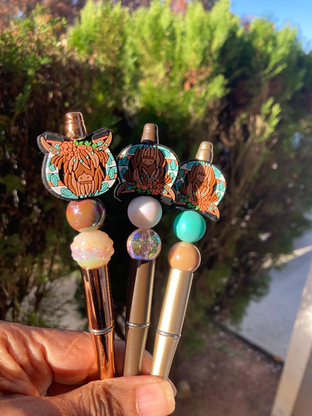 Highland Cow Beaded Pens, Cow Pens, Cow Beaded Pen, Beaded Pen Cow ...
