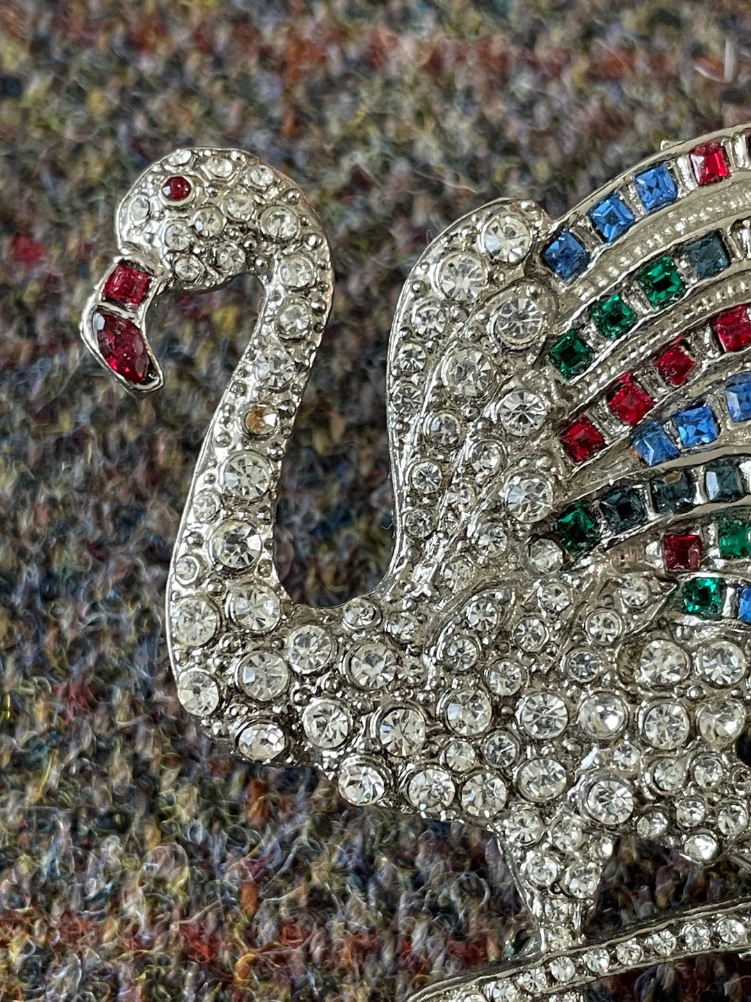 Grande broche vintage en forme de flamant rose avec strass - Etsy France