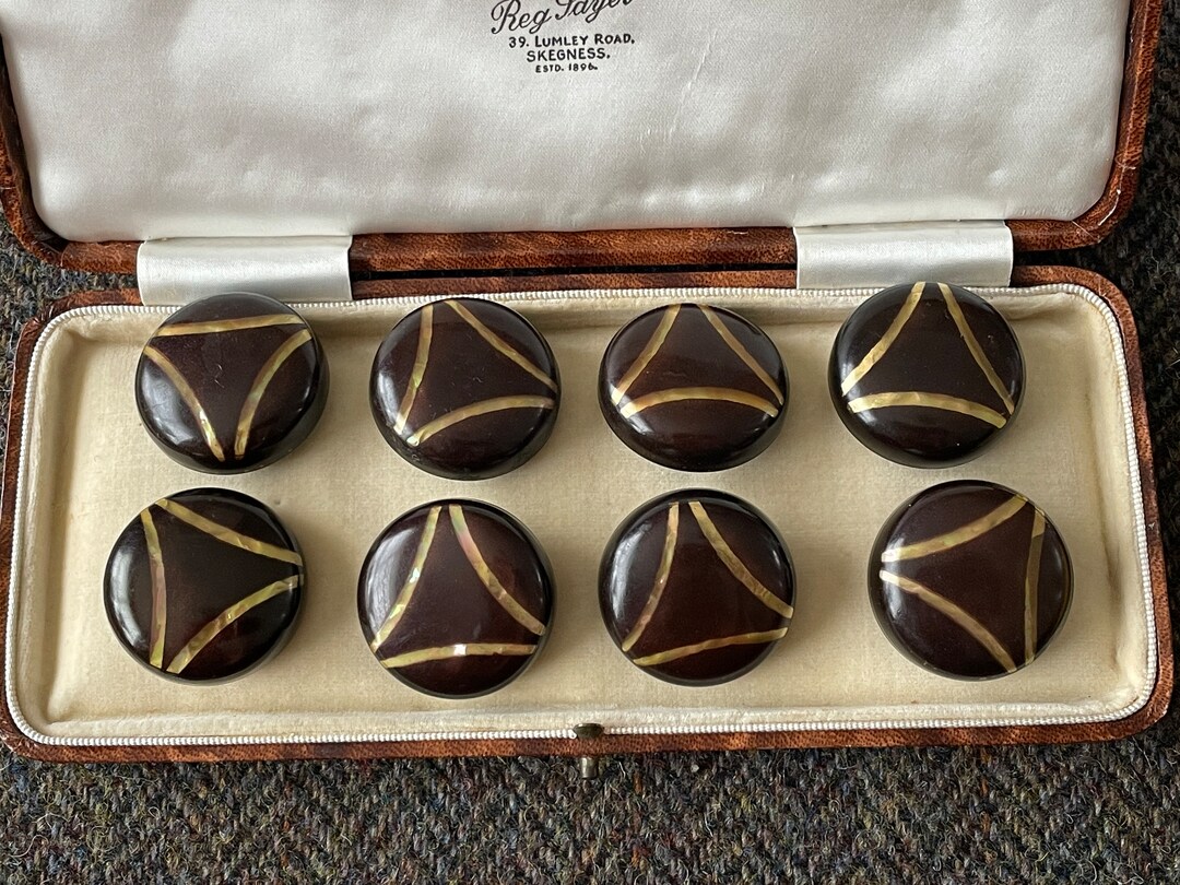 Wonderful Vintage Large Brown Buttons With Foil Type Detail - Sold ...
