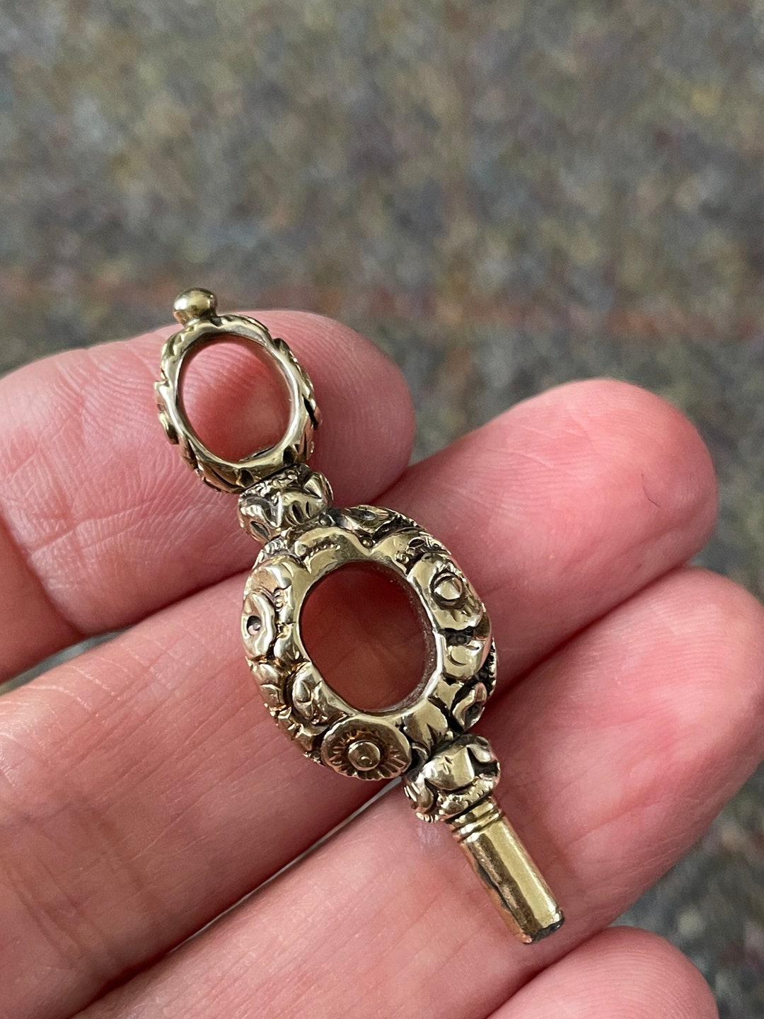 Antique - Empty Space - Gilt Pocket Watch Key - Carved Decorative ...