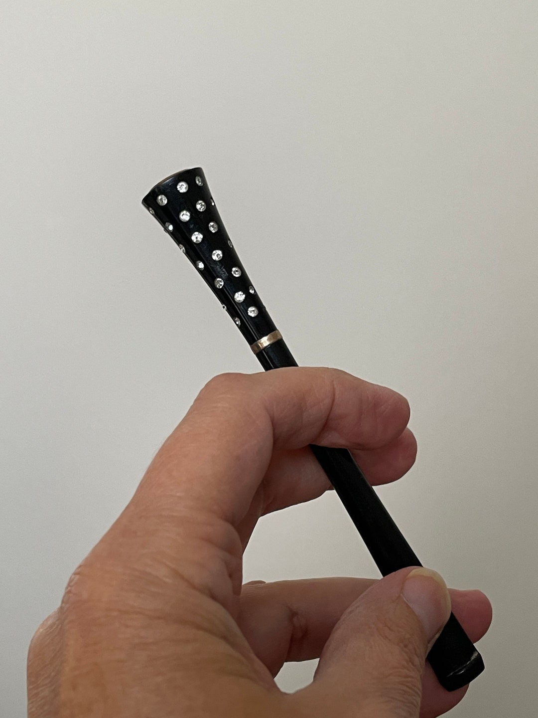 Art Deco 1920s Paste Studded Cigarette or Cheroot Holder, Gold Metal ...