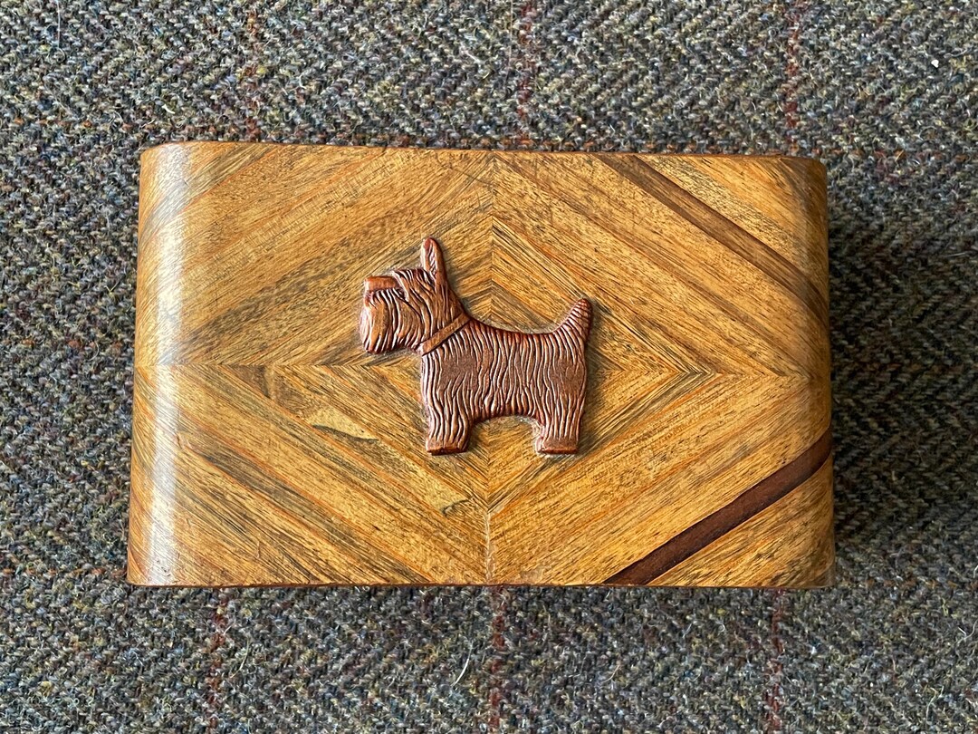 Vintage Wooden Scotty Dog Lidded Box - Etsy