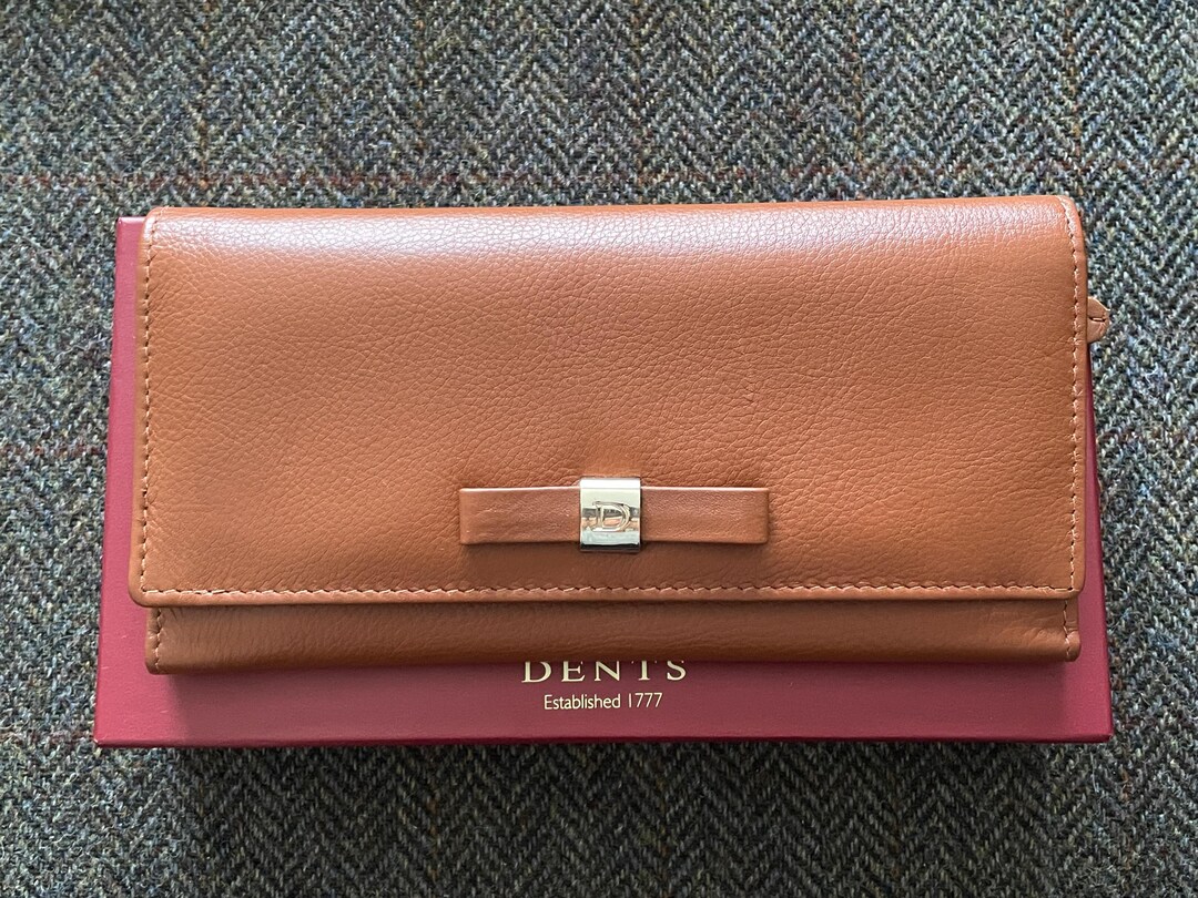 Fine Quality Dents Tan Leather Purse or Wallet With Small Bow - Larger ...