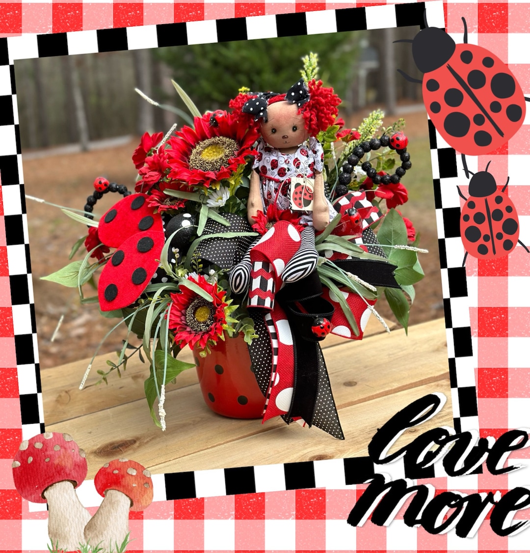 Sassy Ladybug Centerpiece, Ladybug Centerpiece, Summer Centerpiece, Red ...