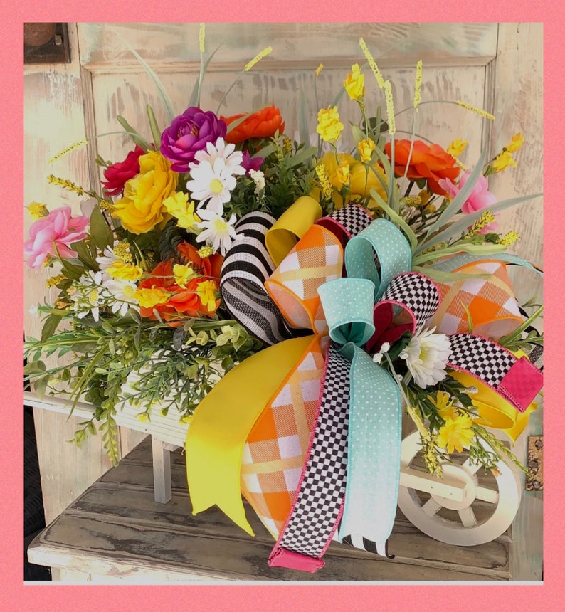 Spring Has Sprung Wheelbarrow Spring Floral Centerpiece - Etsy