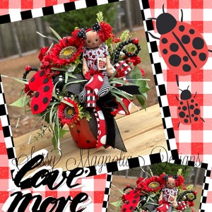Sassy Ladybug Centerpiece, Ladybug Centerpiece, Summer Centerpiece, Red ...