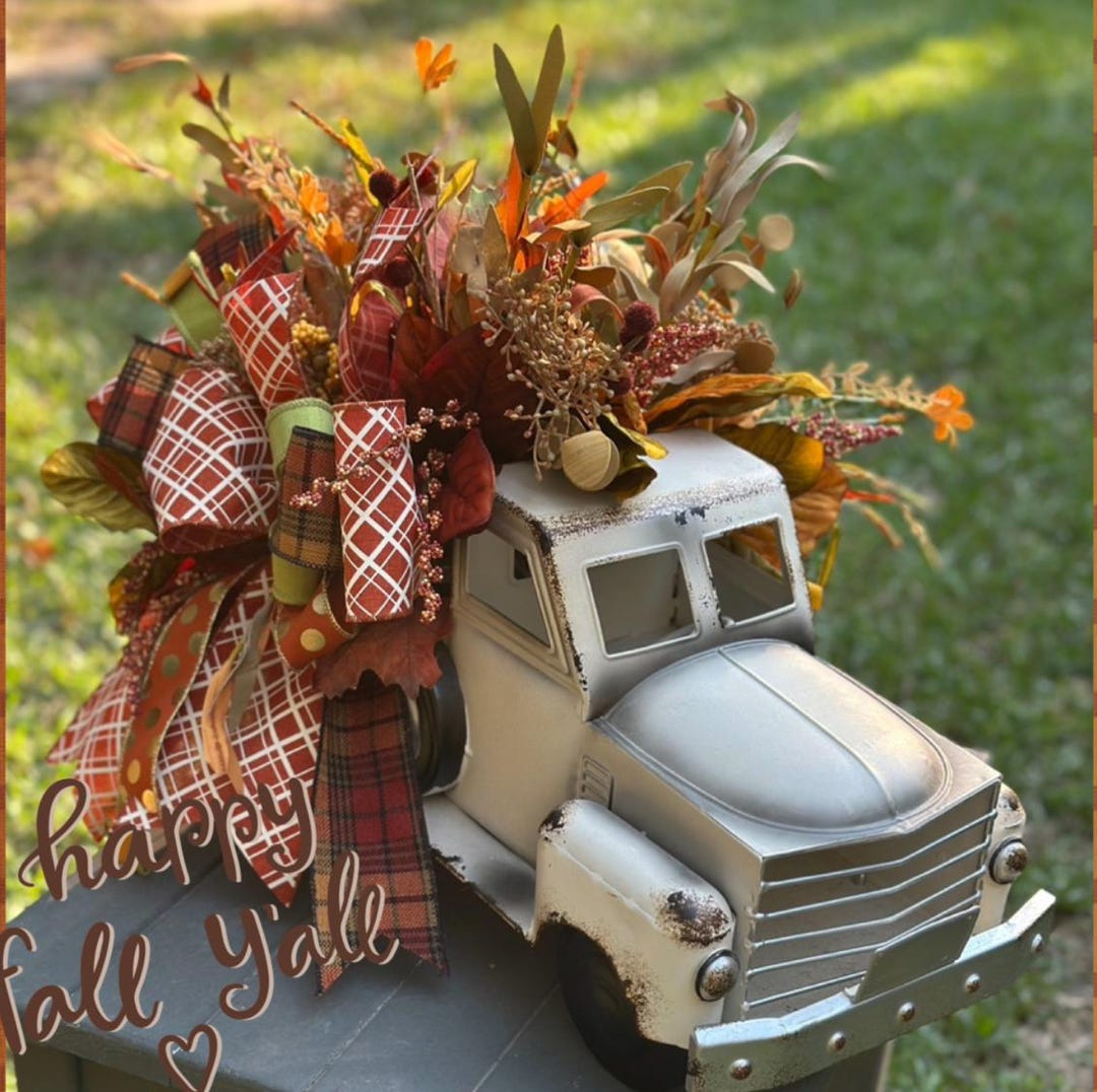 Pumpkin Fall Floral Truck, Fall Decor, Floral Truck Centerpiece, Fall ...