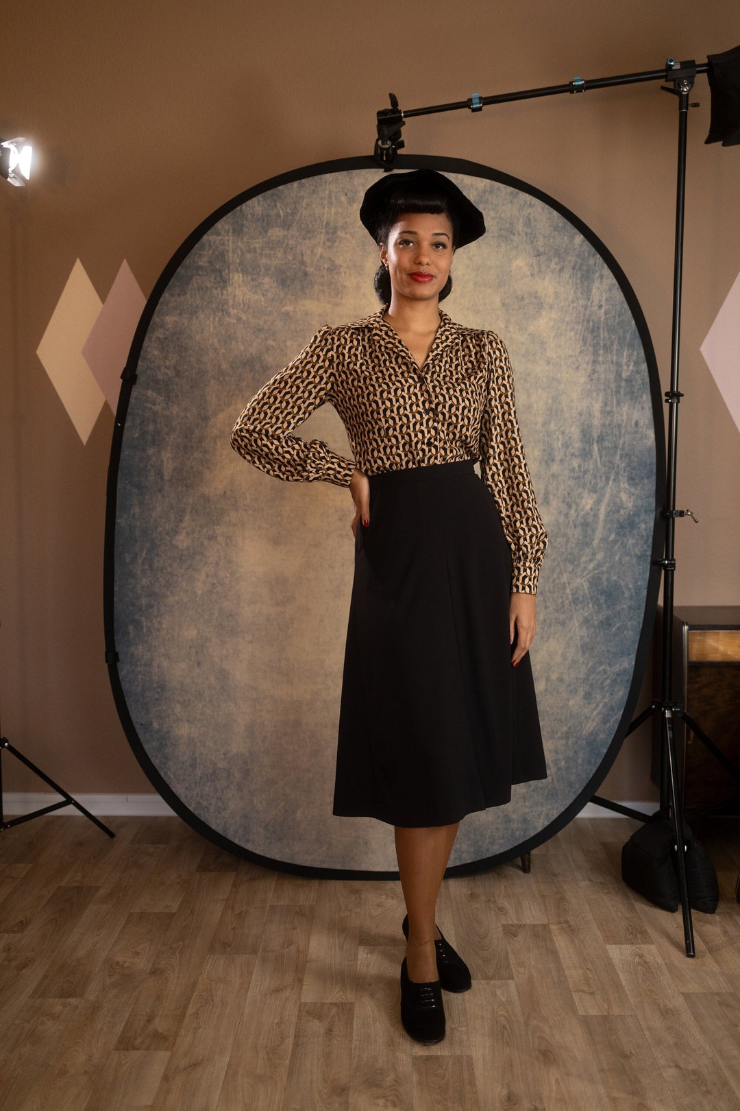 Annie, Wide Skirt With Box Pleat - Etsy