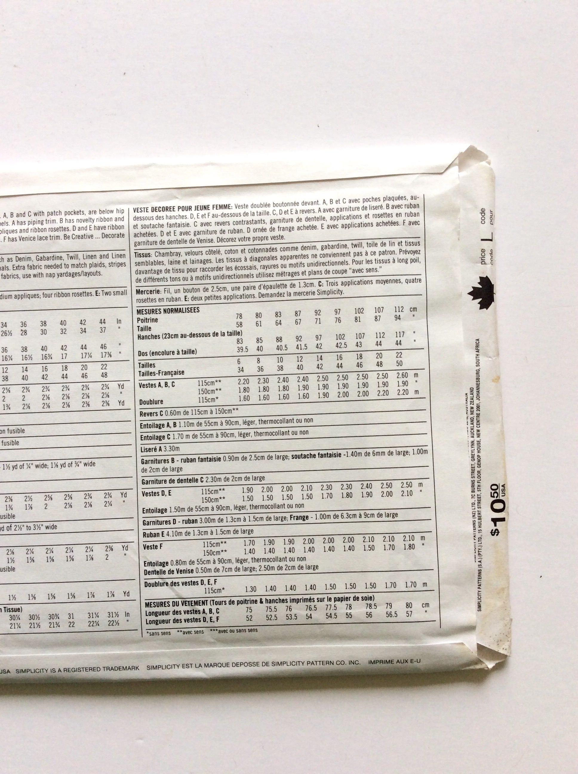 Simplicity 9826 Women's Jacket Pattern, Decorate a Jacket, Size 12, 14 ...