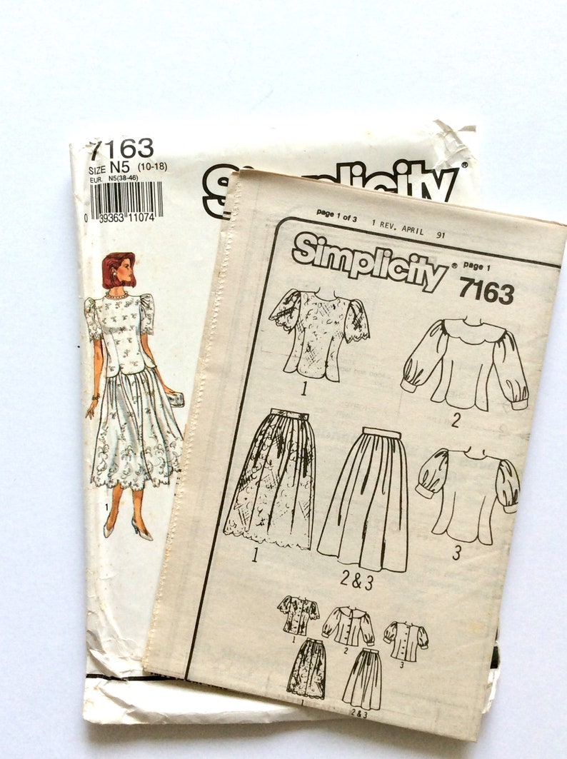 Simplicity 7163 Women's Two Piece Dress Pattern, Skirt and Top, Size 10 ...