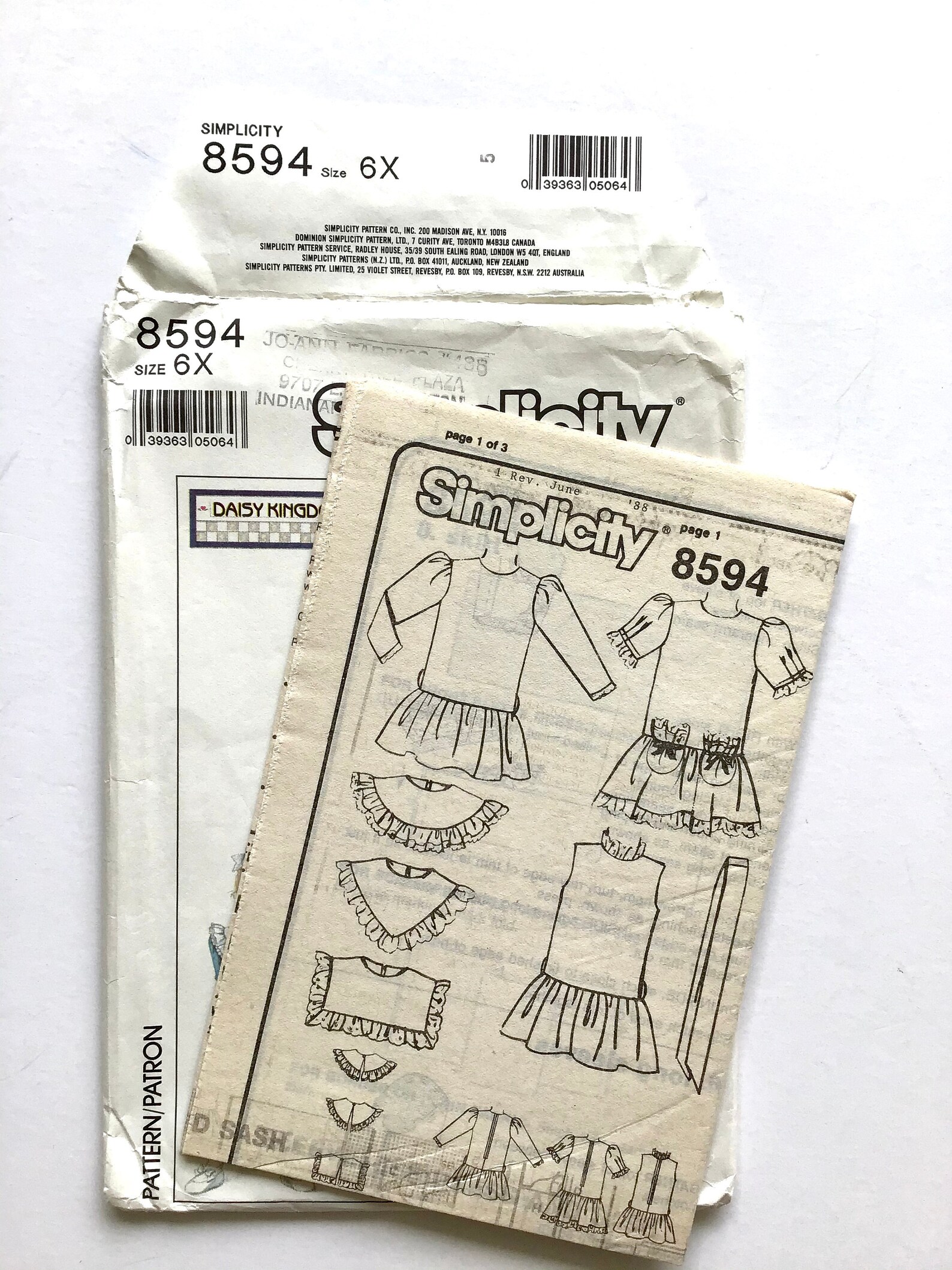 Simplicity 8594 Girls' Dress and Collars Pattern Daisy - Etsy