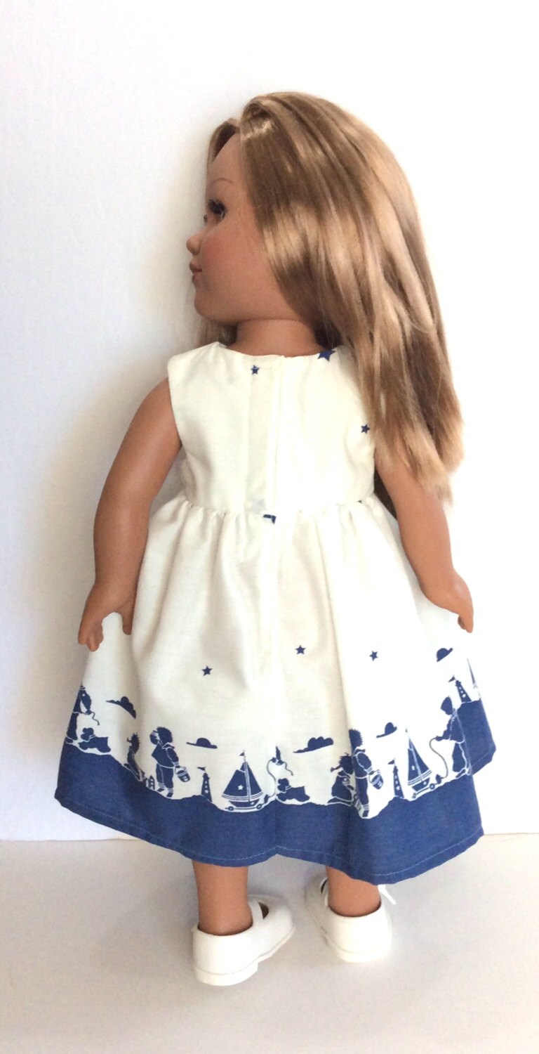 White and Blue Doll Dress With Navy Jacket Beach Dress - Etsy