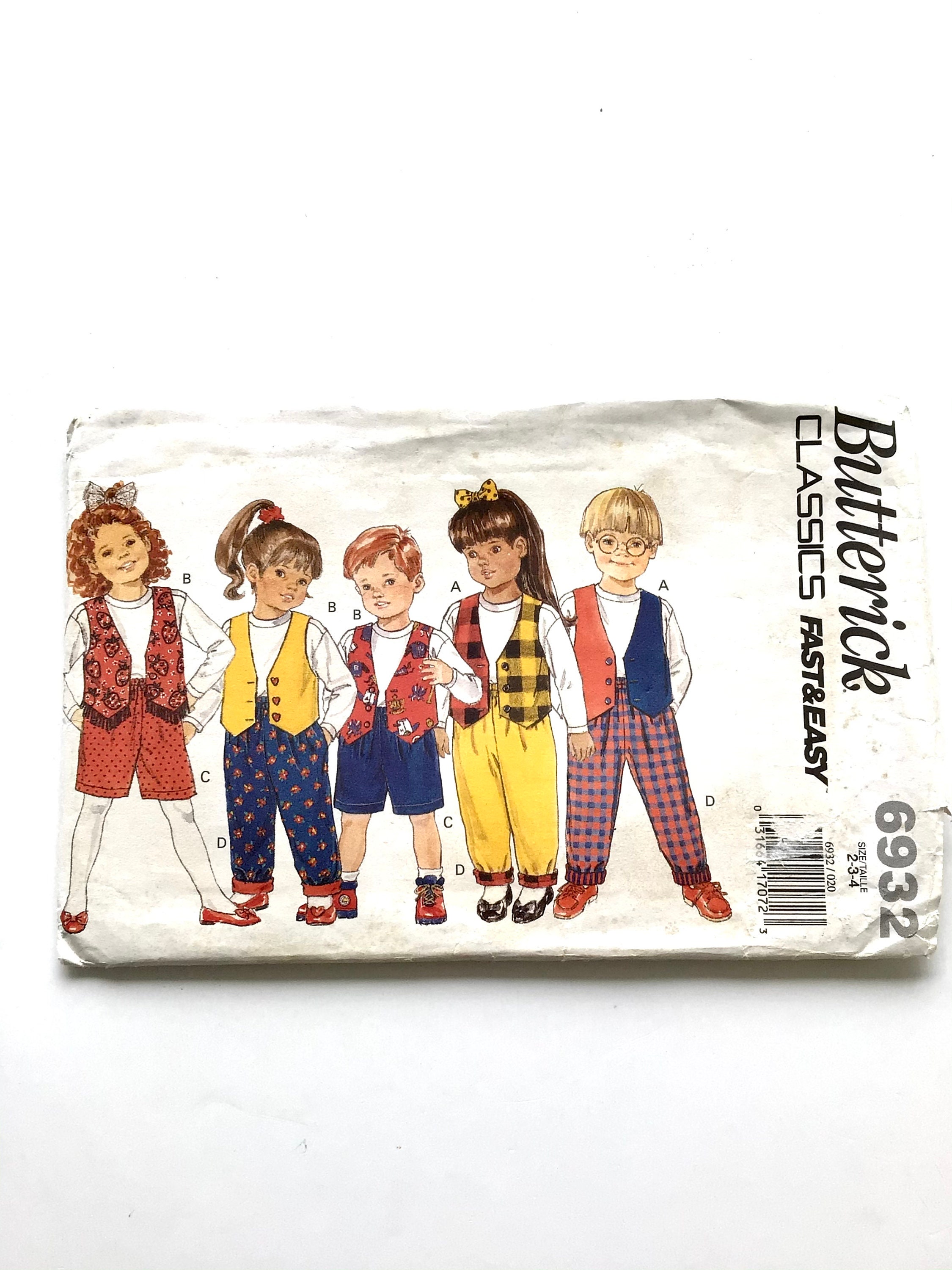 Butterick 6932 Boys and Girls' Vest, Top, Shorts, Pants Pattern, Fast ...