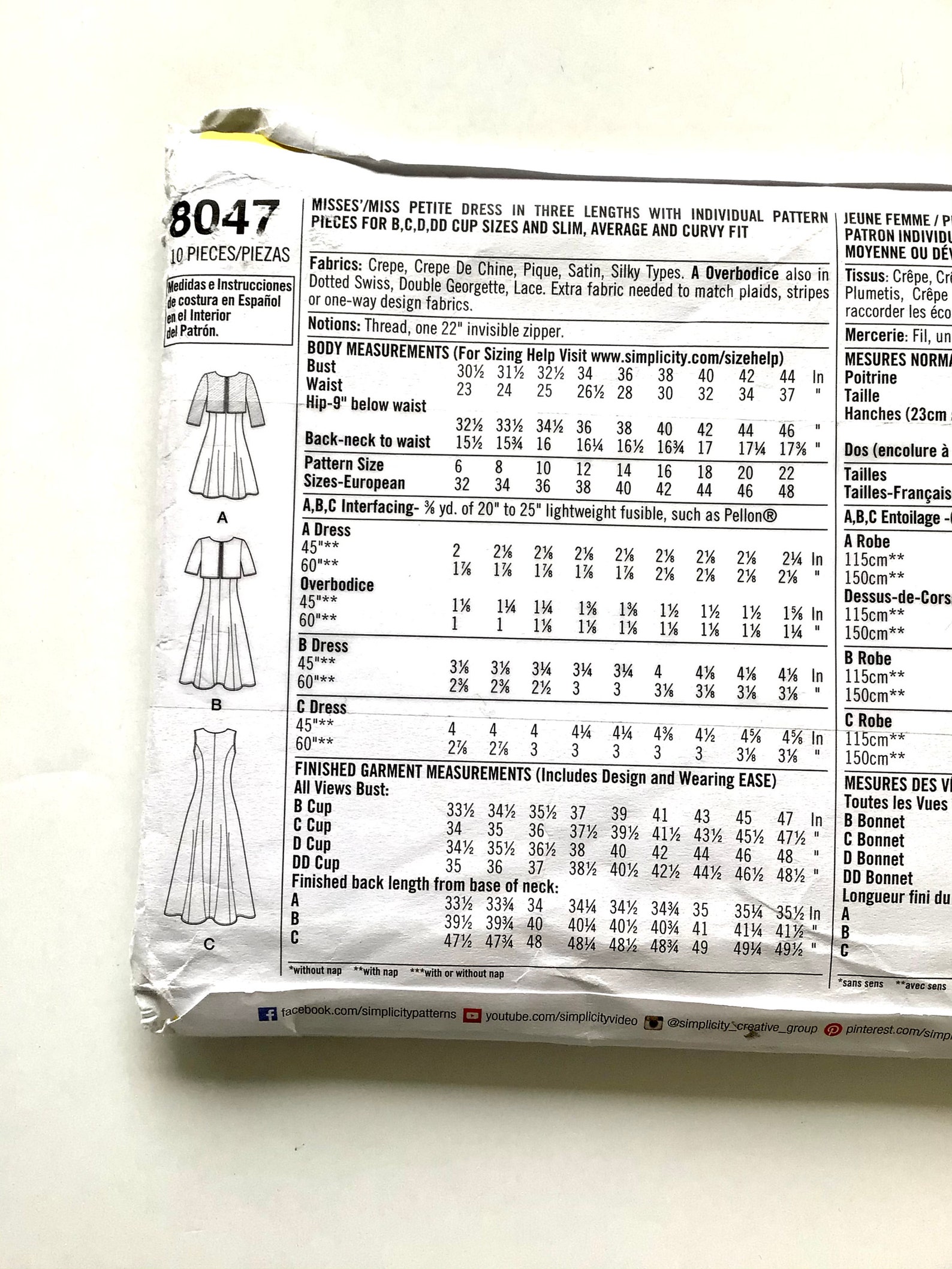 Simplicity 8047 Women's Dress in Three Lengths Pattern, Size 6-14 ...