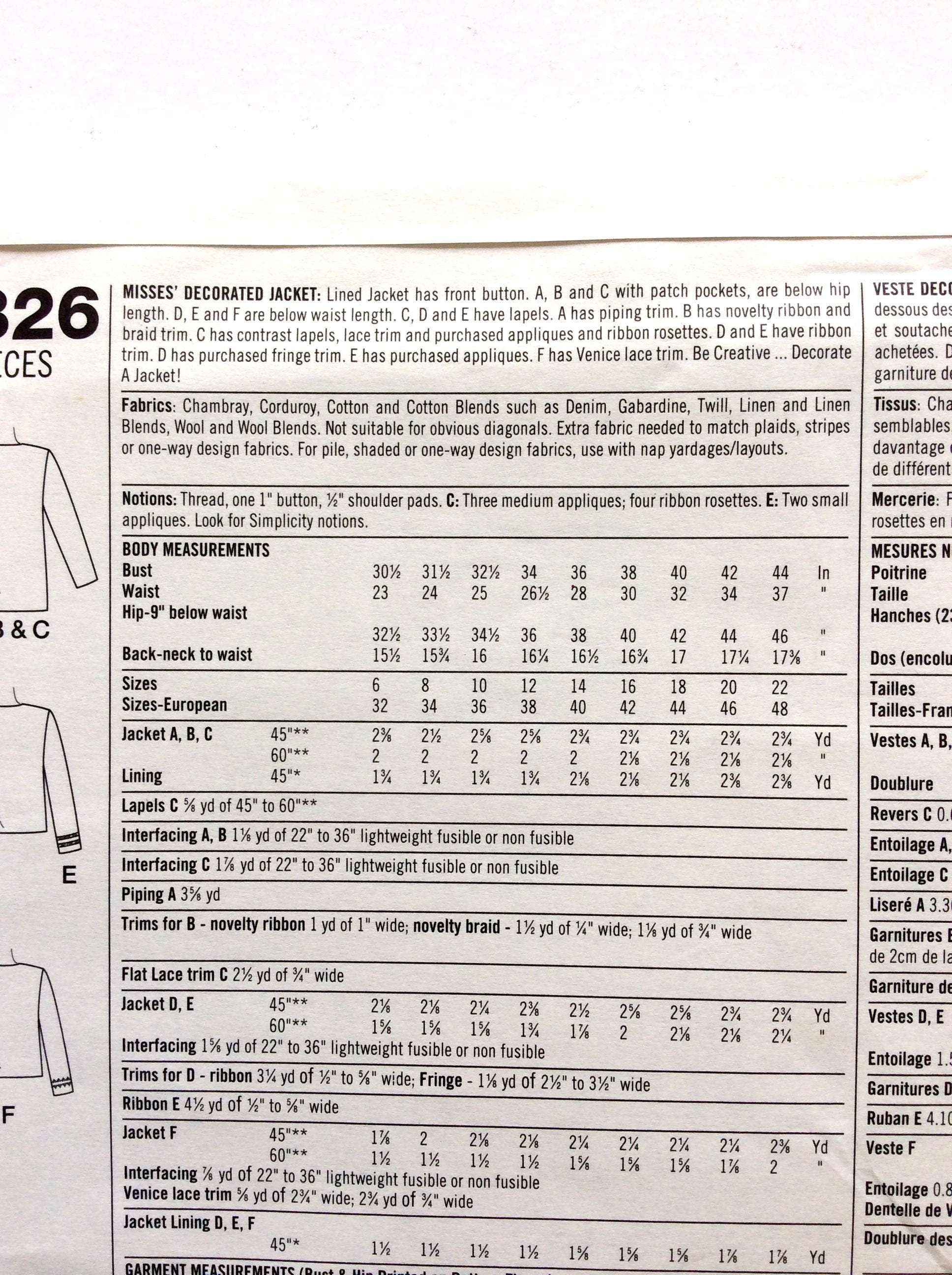 Simplicity 9826 Women's Jacket Pattern, Decorate a Jacket, Size 12, 14 ...