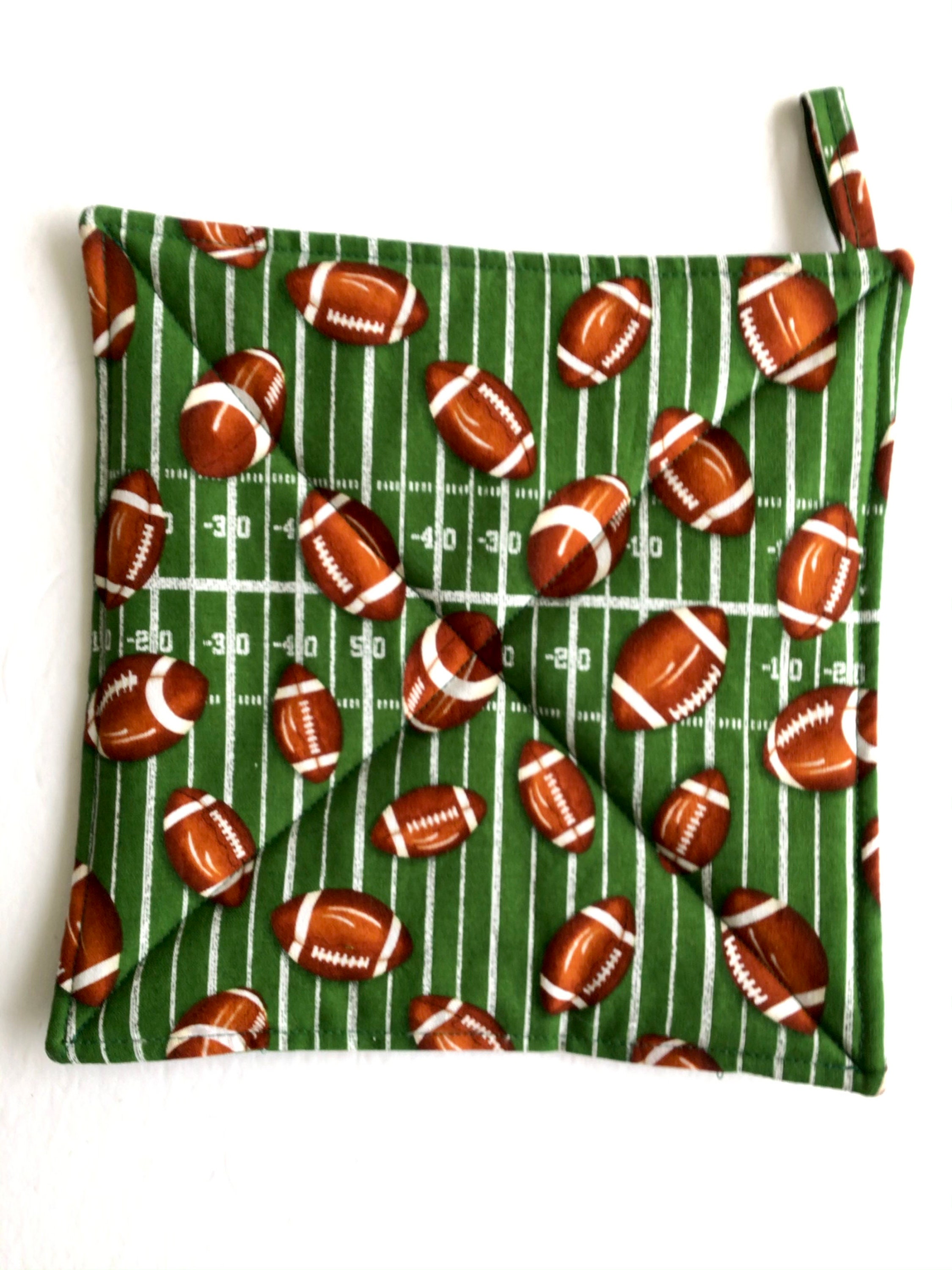 Football Potholder Set, Set of 2 Football Field Fabric Hot Pads - Etsy