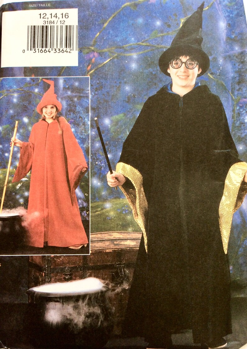 Butterick 3184 Wizard and Witch Costume Pattern, Robe, Gown, Hat ...
