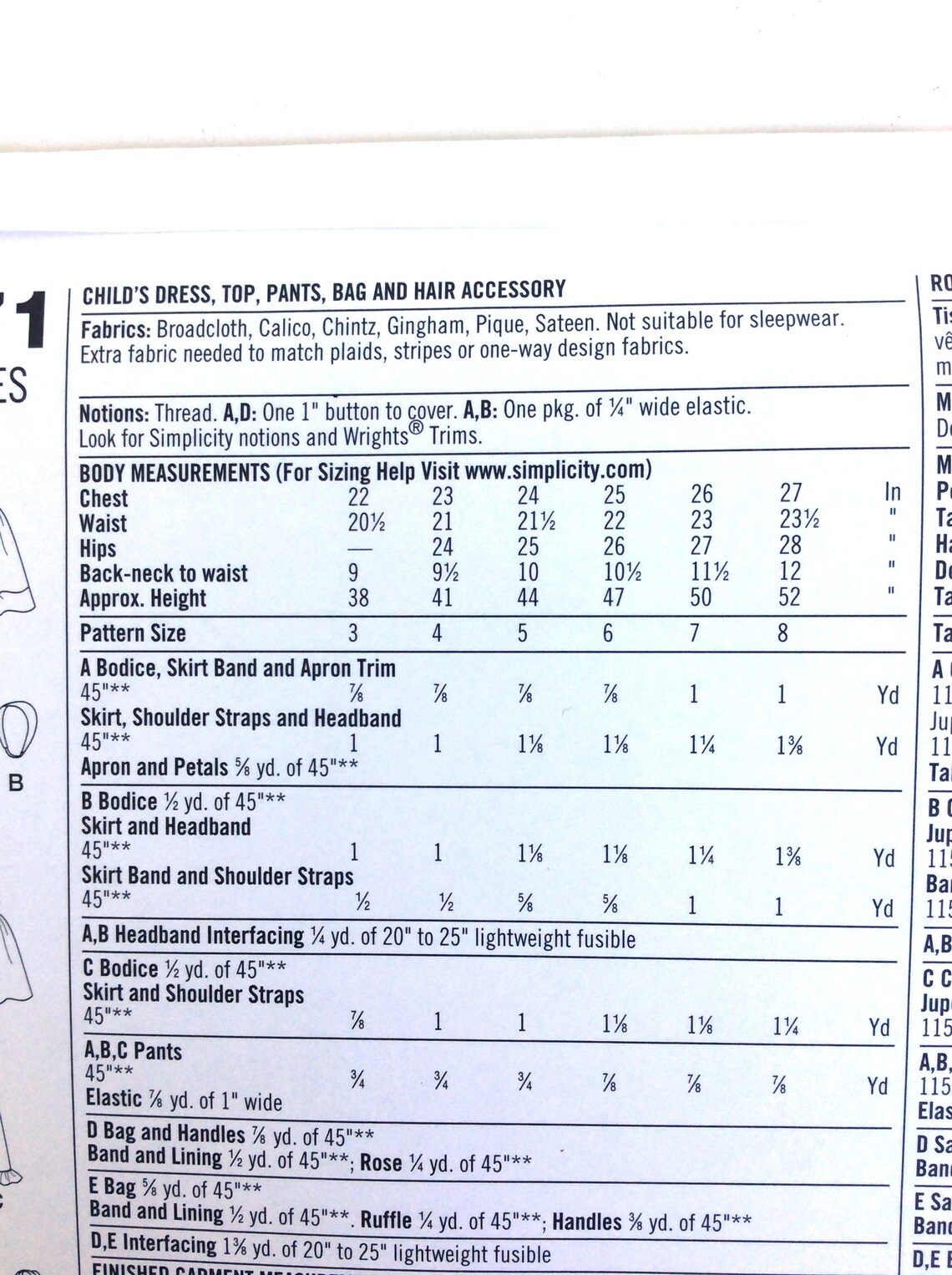 Simplicity 2171 Girls' Dress Top Pants Bag Hairband | Etsy