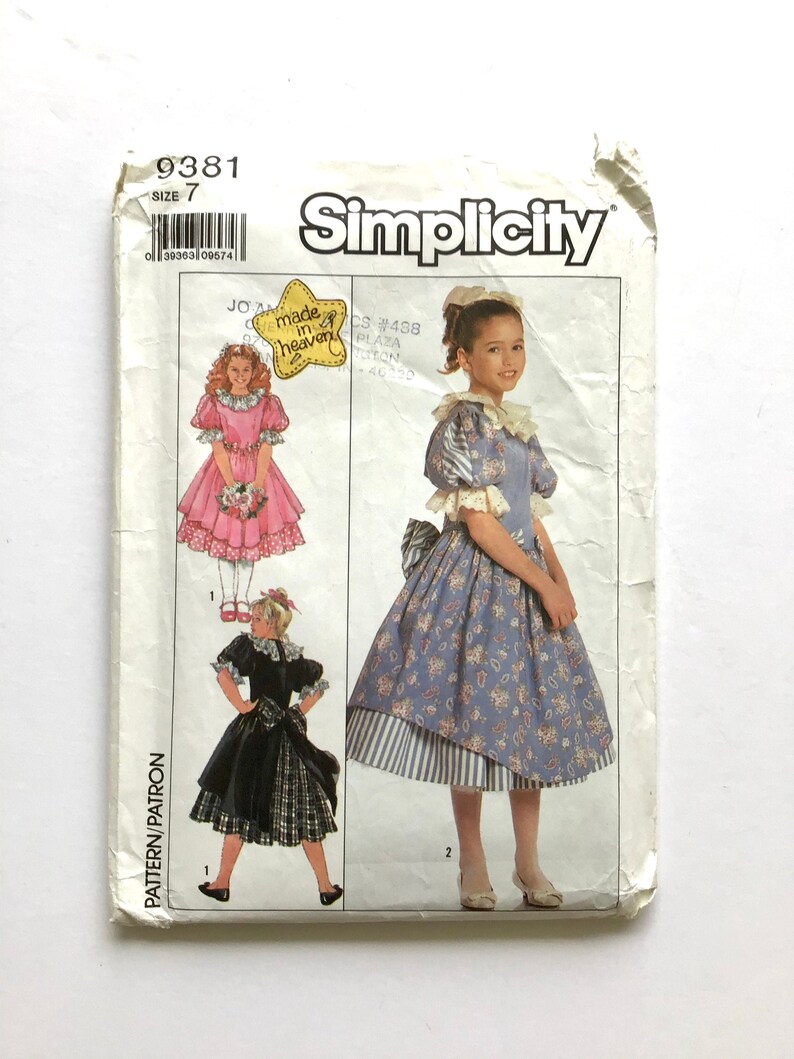 Simplicity 9381 Girl's Dress and Petticoat Pattern, Size 7, Vintage ...