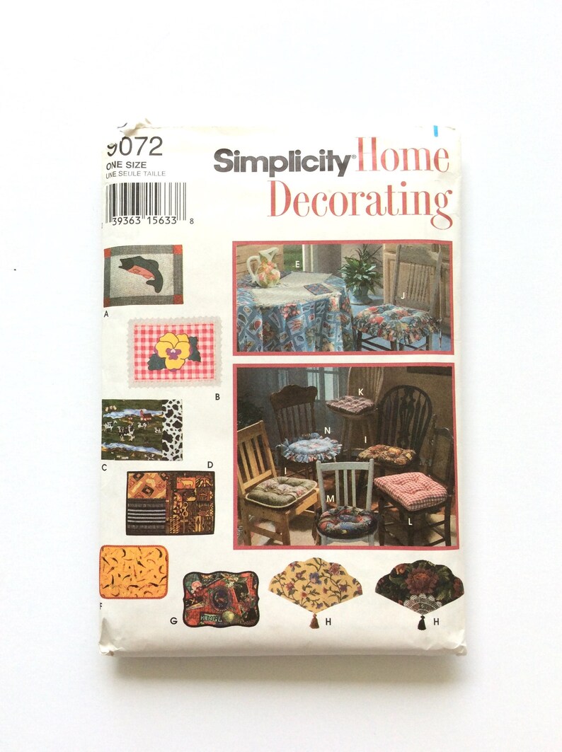 Simplicity 9072 Place Mats and Chair Pads Pattern Vintage - Etsy