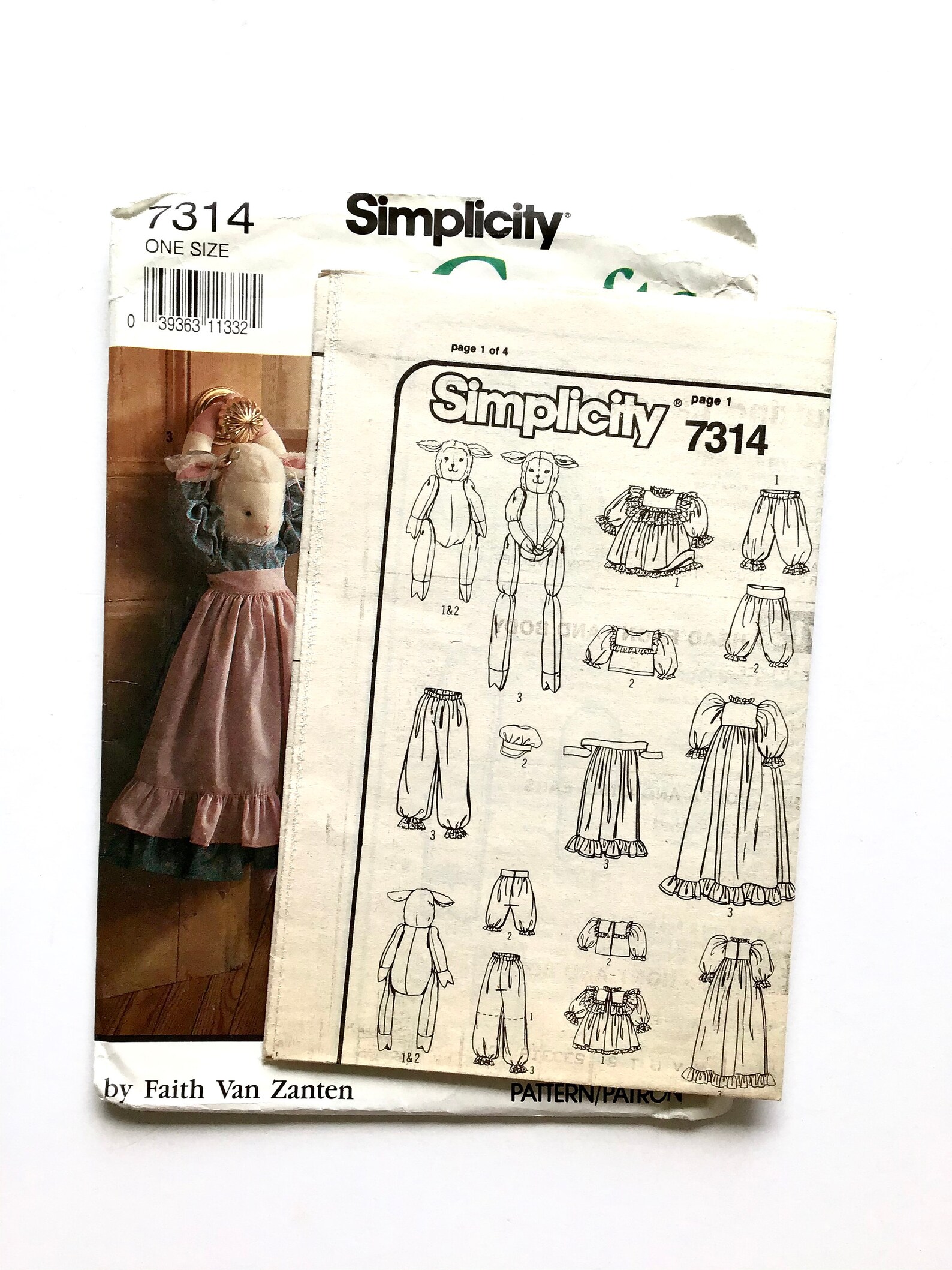 Simplicity 7314 Lamb Doll and Draft Stopper With Clothes - Etsy