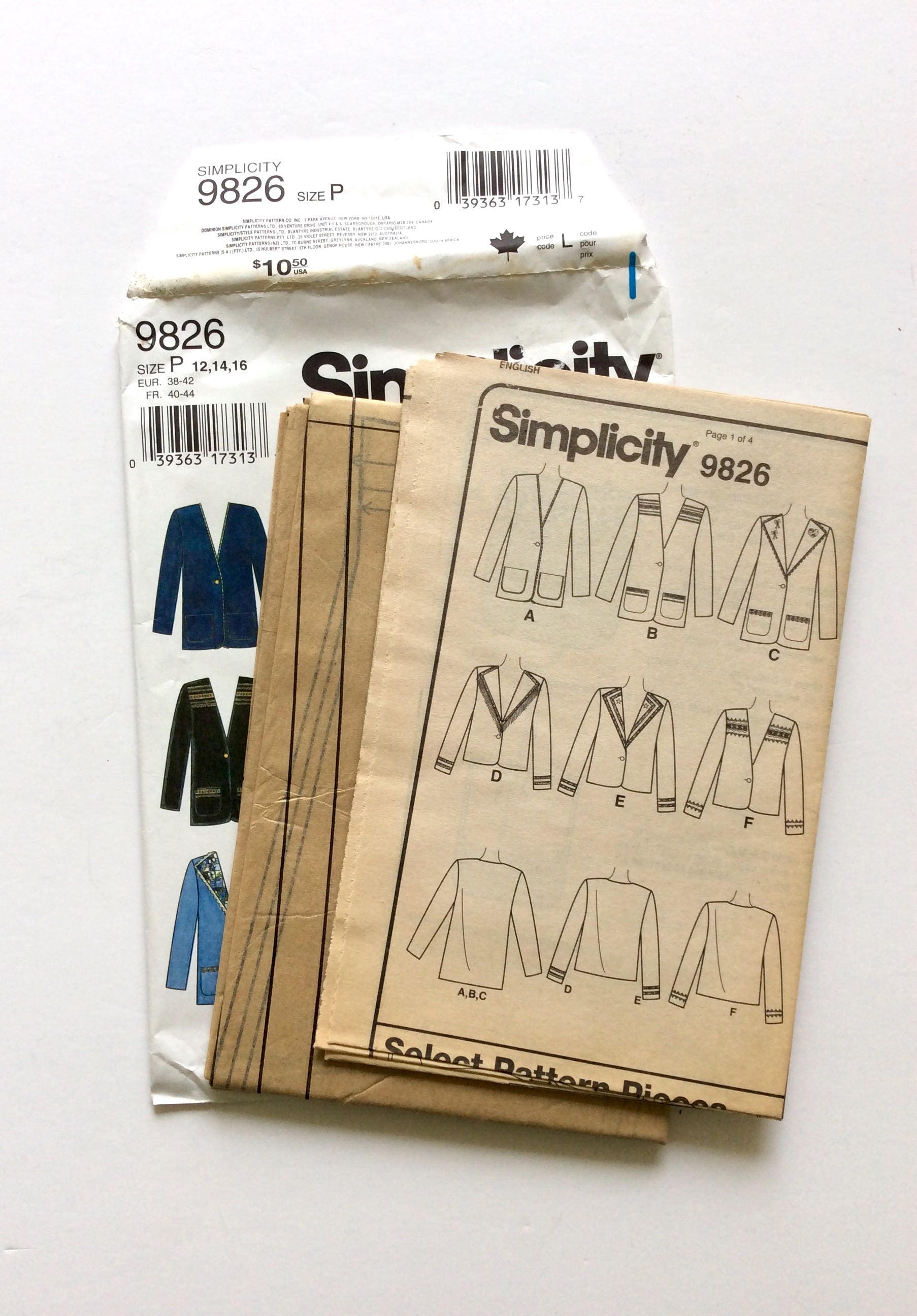 Simplicity 9826 Women's Jacket Pattern, Decorate a Jacket, Size 12, 14 ...