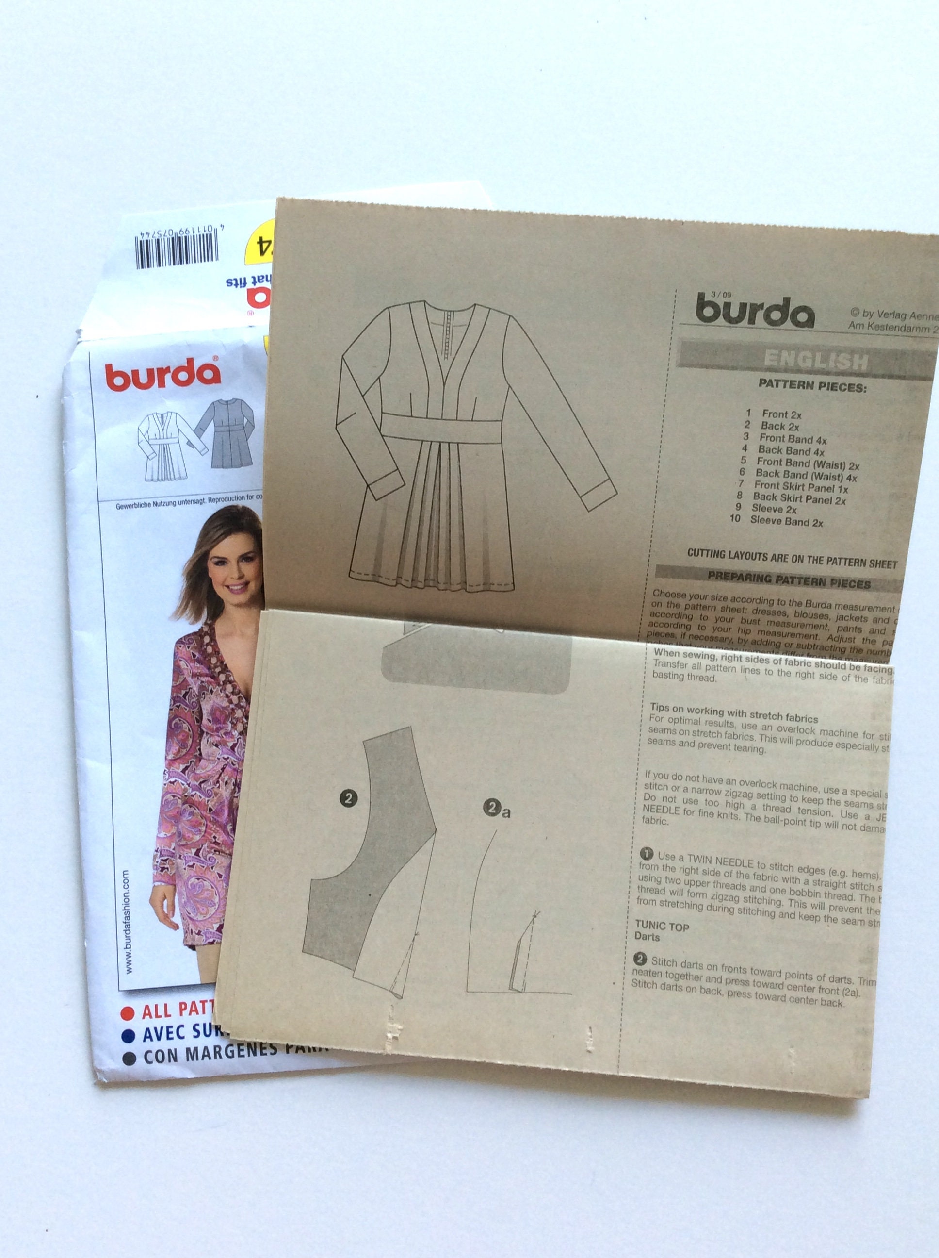 Burda 7574 Womens Tunic Pattern, Womens Top, Size 10-22, Uncut Pattern ...