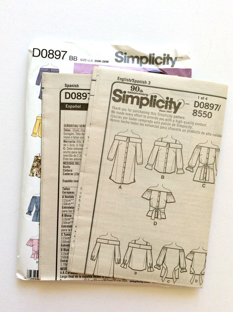 Simplicity D0897 / 8550 Women's Dress, Tunic and Top Pattern, Size 20W ...