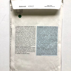 Butterick 4312 / 385 Wall Hanging Dolls Pattern, Mayberry and Muffin ...