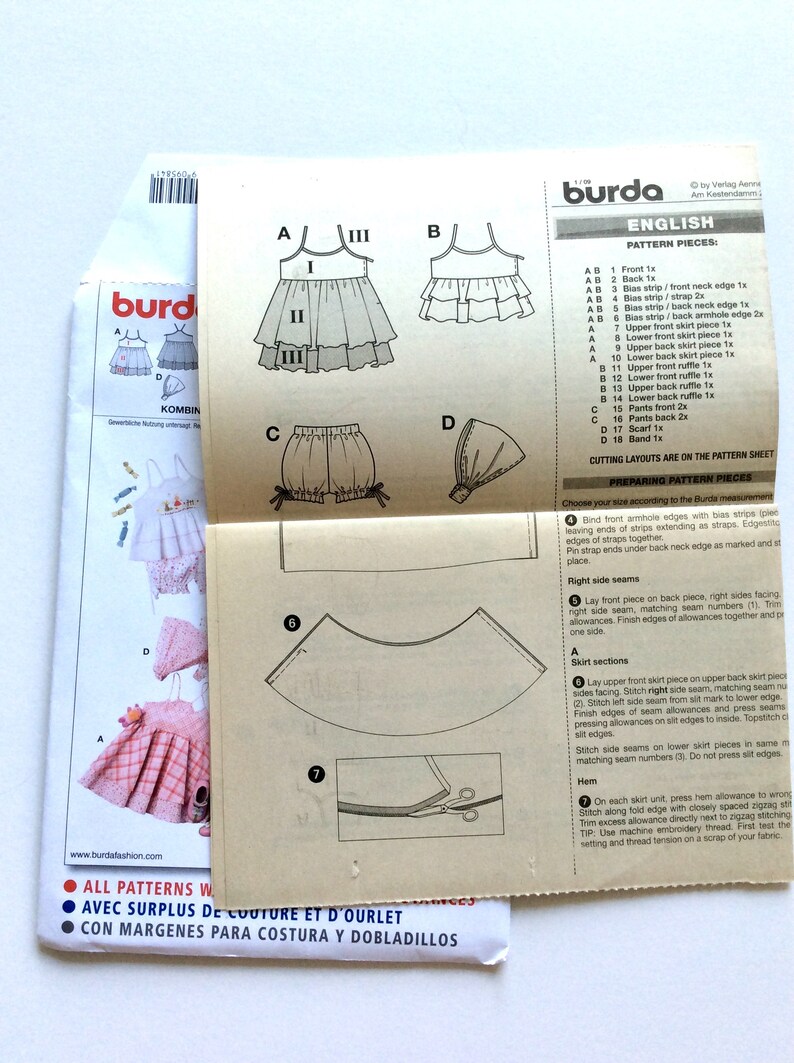 Burda 9584 Infants or Toddlers Dress Top Panties Hat - Etsy