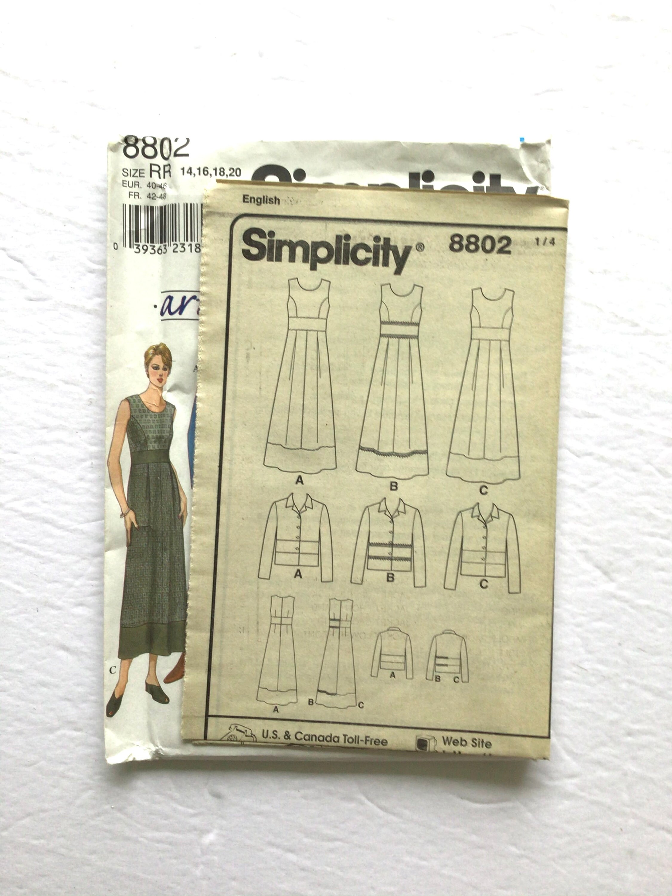 Simplicity 8802 Womens Maxi Dress and Jacket Pattern, Size 14, 16, 18 ...