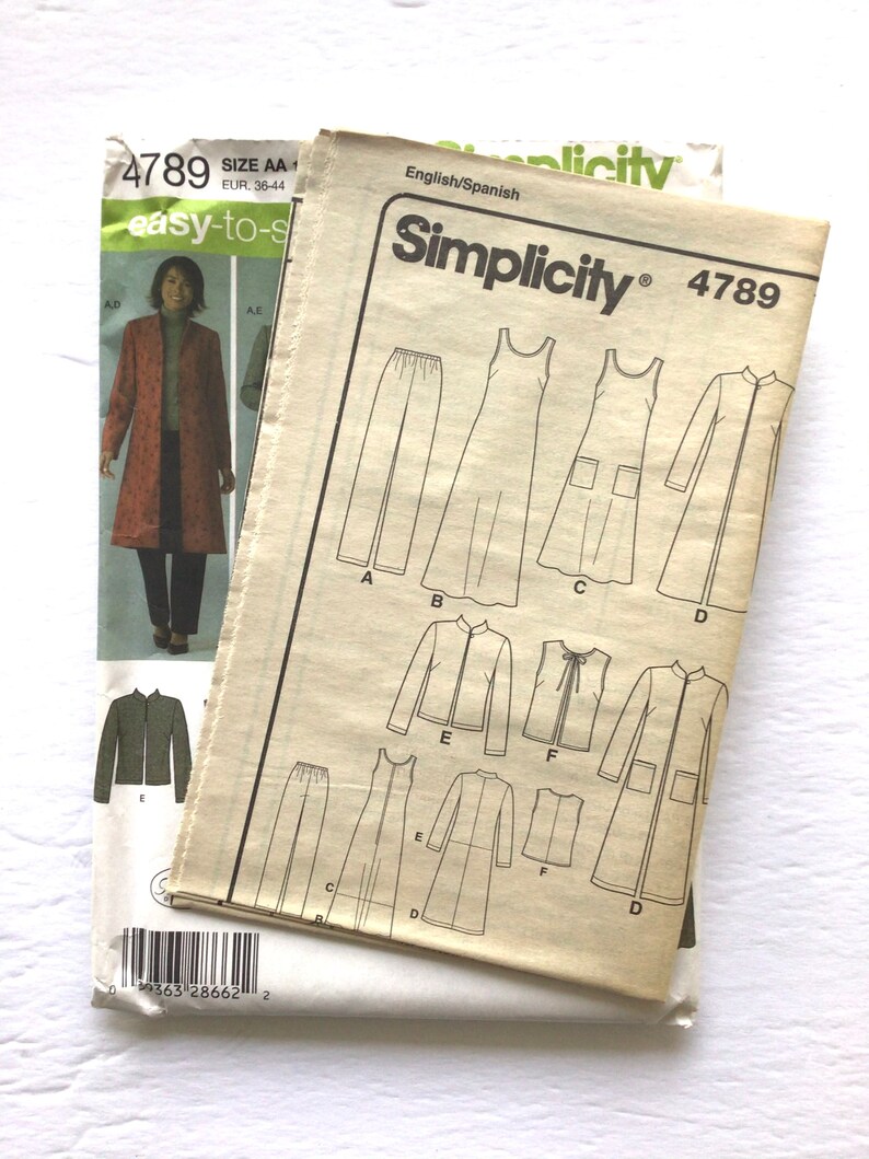 Simplicity 4789 Women's Pants, Vest, Jacket, Coat, Jumper or Dress ...