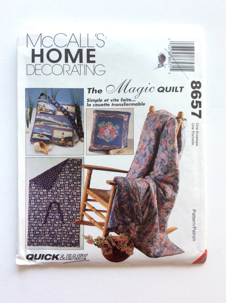 Mccall's 8657 the Magic Quilt Pattern, Quilt Folds Into a Pillow, Quilt ...